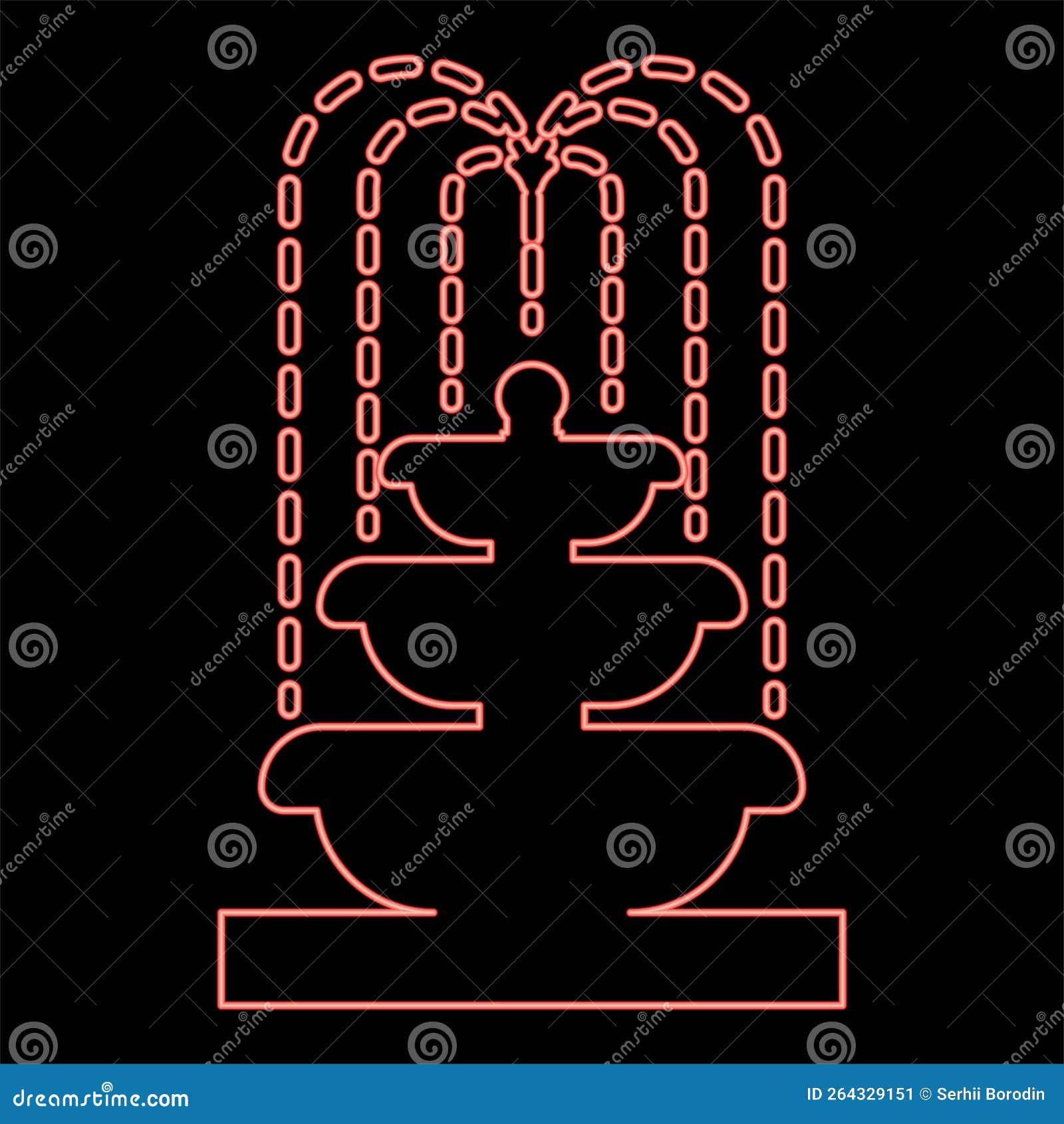 Neon Fountain Tier of Water Red Color Vector Illustration Image Flat ...