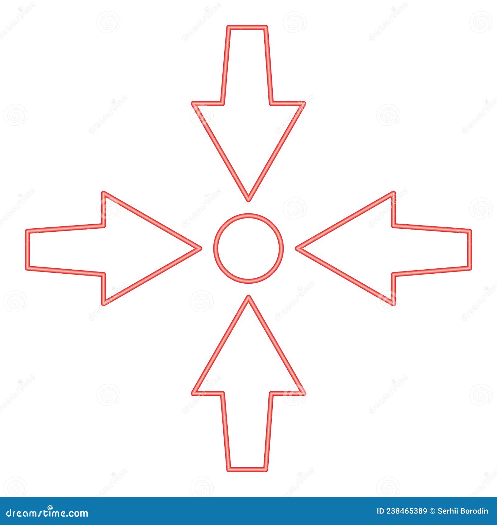 Neon Four Arrows Point Show To Dot Red Color Vector Illustration Image ...