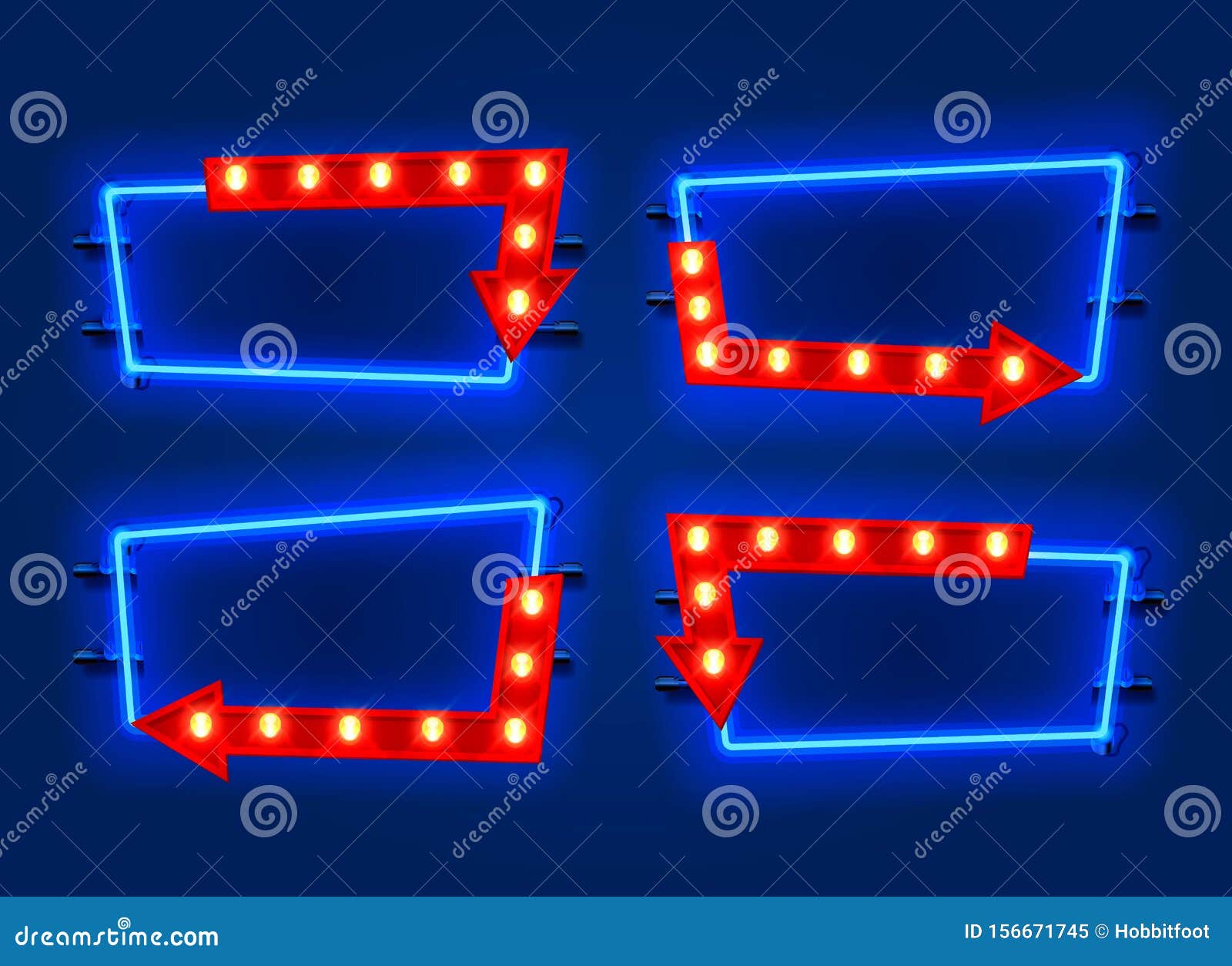 Neon Frame Arrow Set Collection. Template Design Element Stock ...