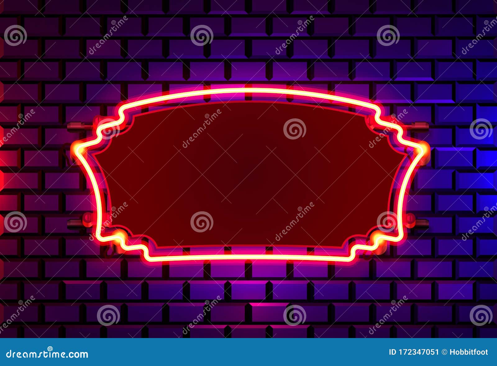 Neon Frame on a Brick Colored Wall. Template Design Element. Stock ...