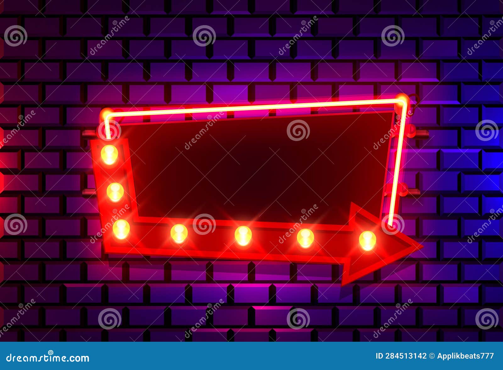 Neon Frame on a Brick Colored Wall. Template Design Element Stock ...