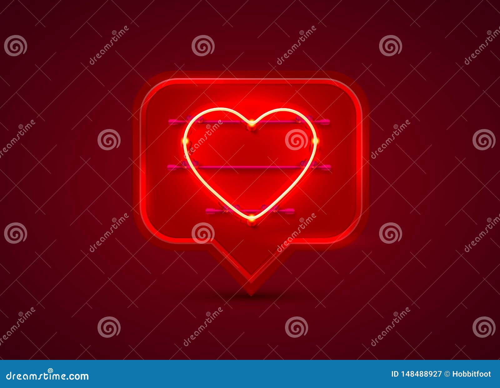 Neon Frame Chat Sign in the Shape of a Heart. Stock Vector ...