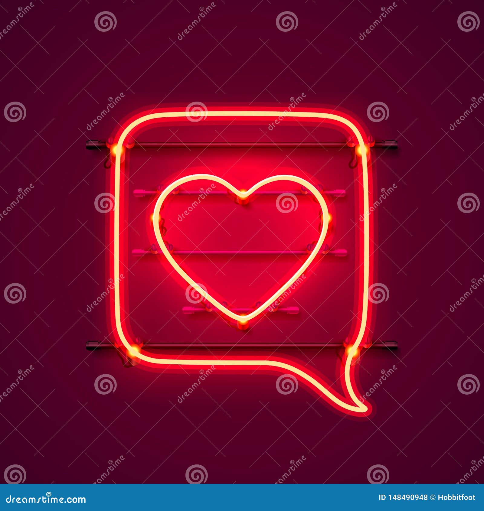 Neon Frame Chat Sign in the Shape of a Heart. Stock Vector ...