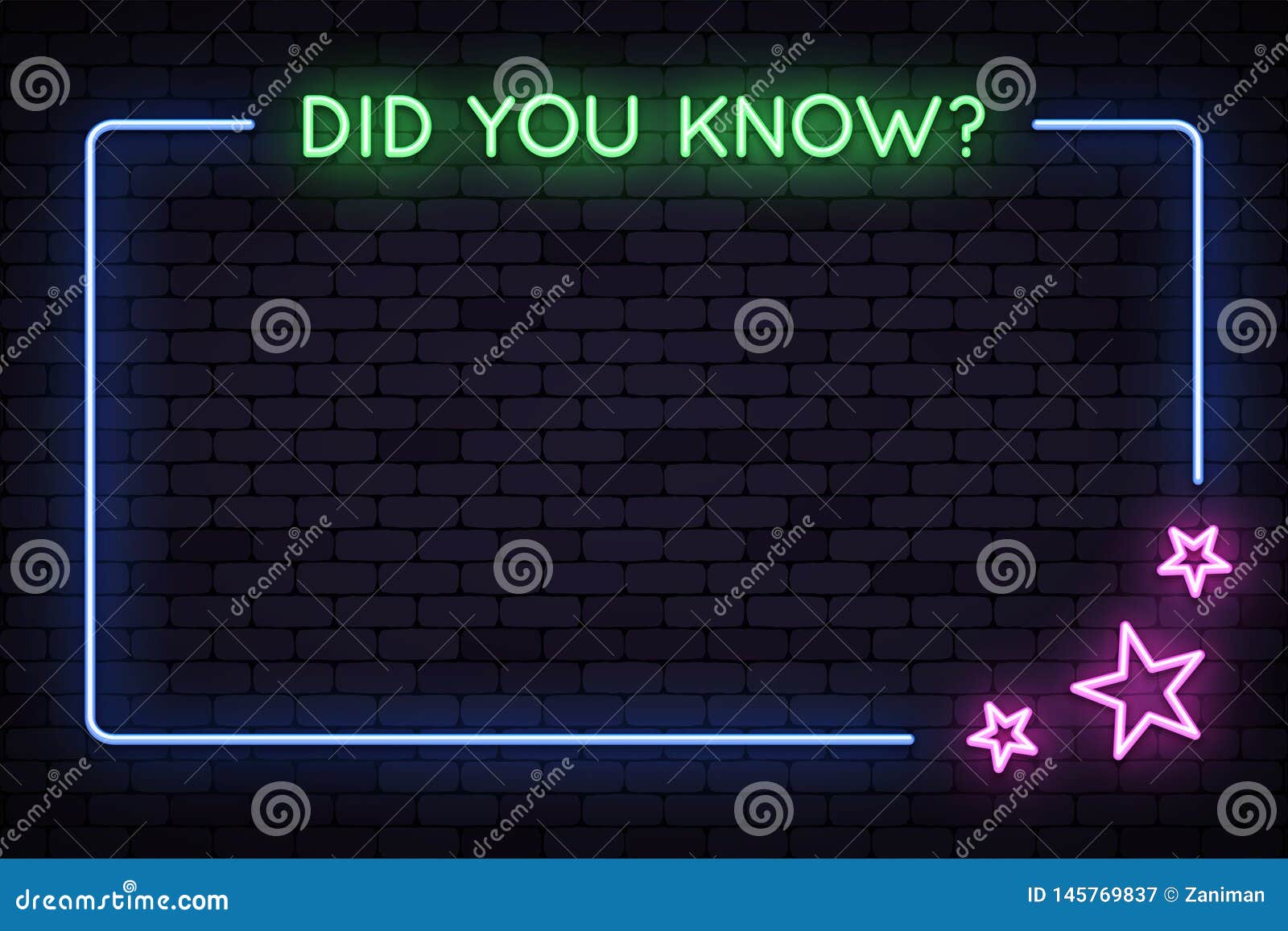 Neon Frame with Did You Know Text and Stars. Stock Vector ...
