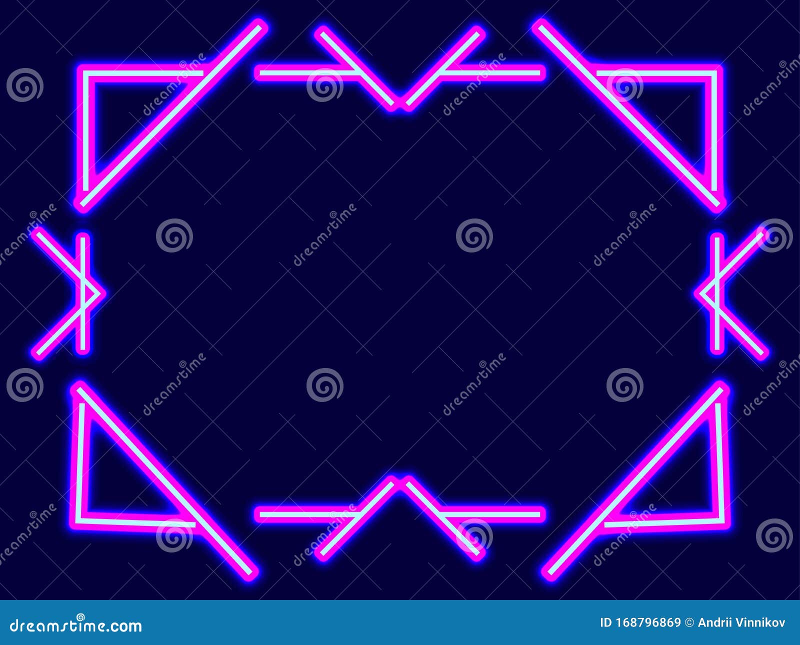 Neon Frame. the Effect of a Neon Lamp. Linear Border 80s Style. Design ...