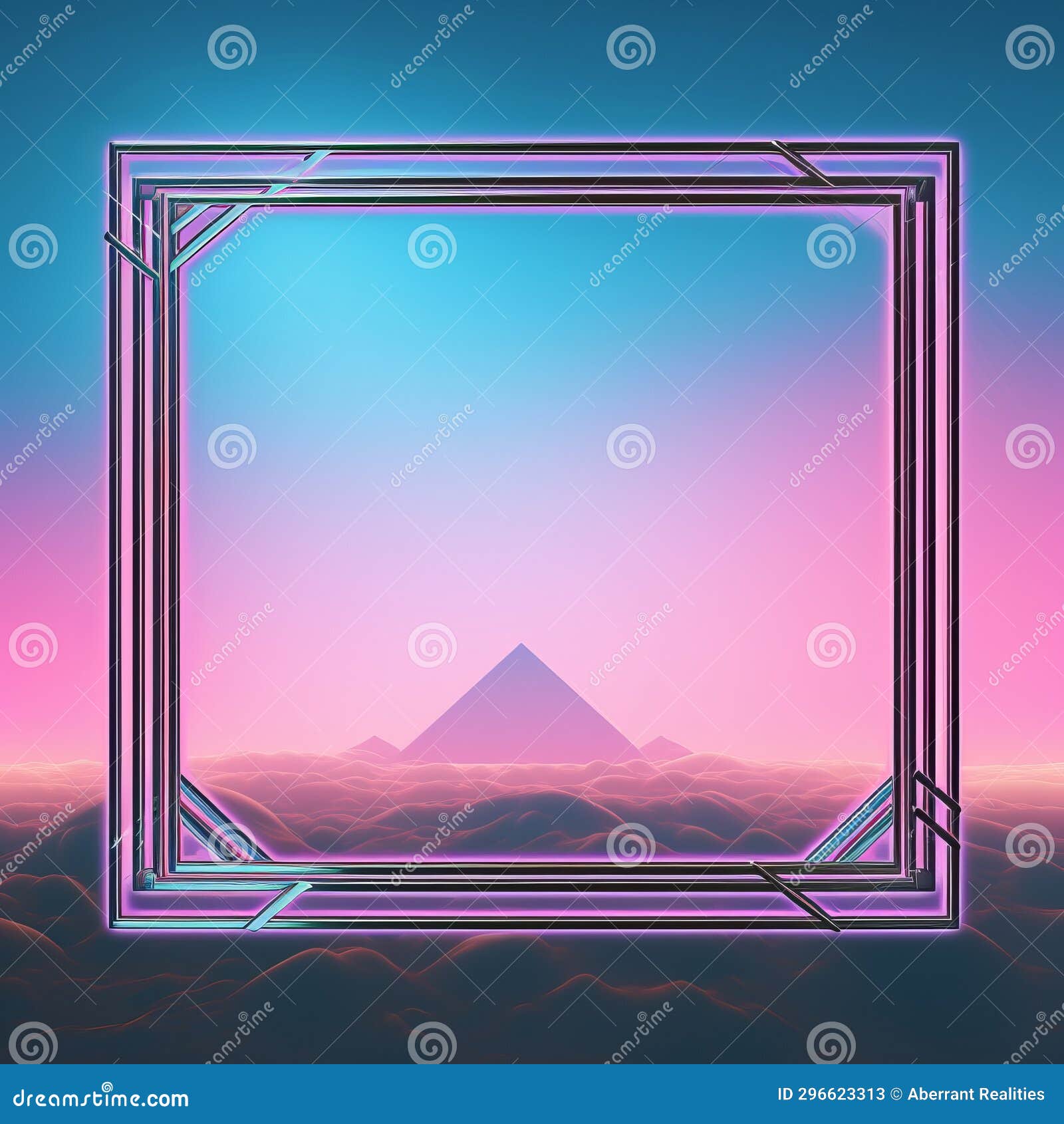 A Neon Frame with an Egyptian Pyramid in the Background Stock ...