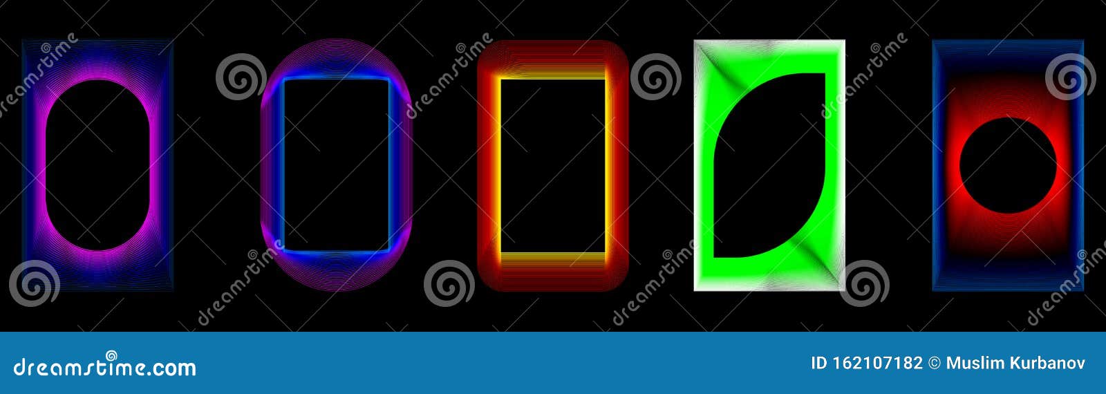 Neon Frame Line Light Set. Vector Stock Vector - Illustration of dark ...