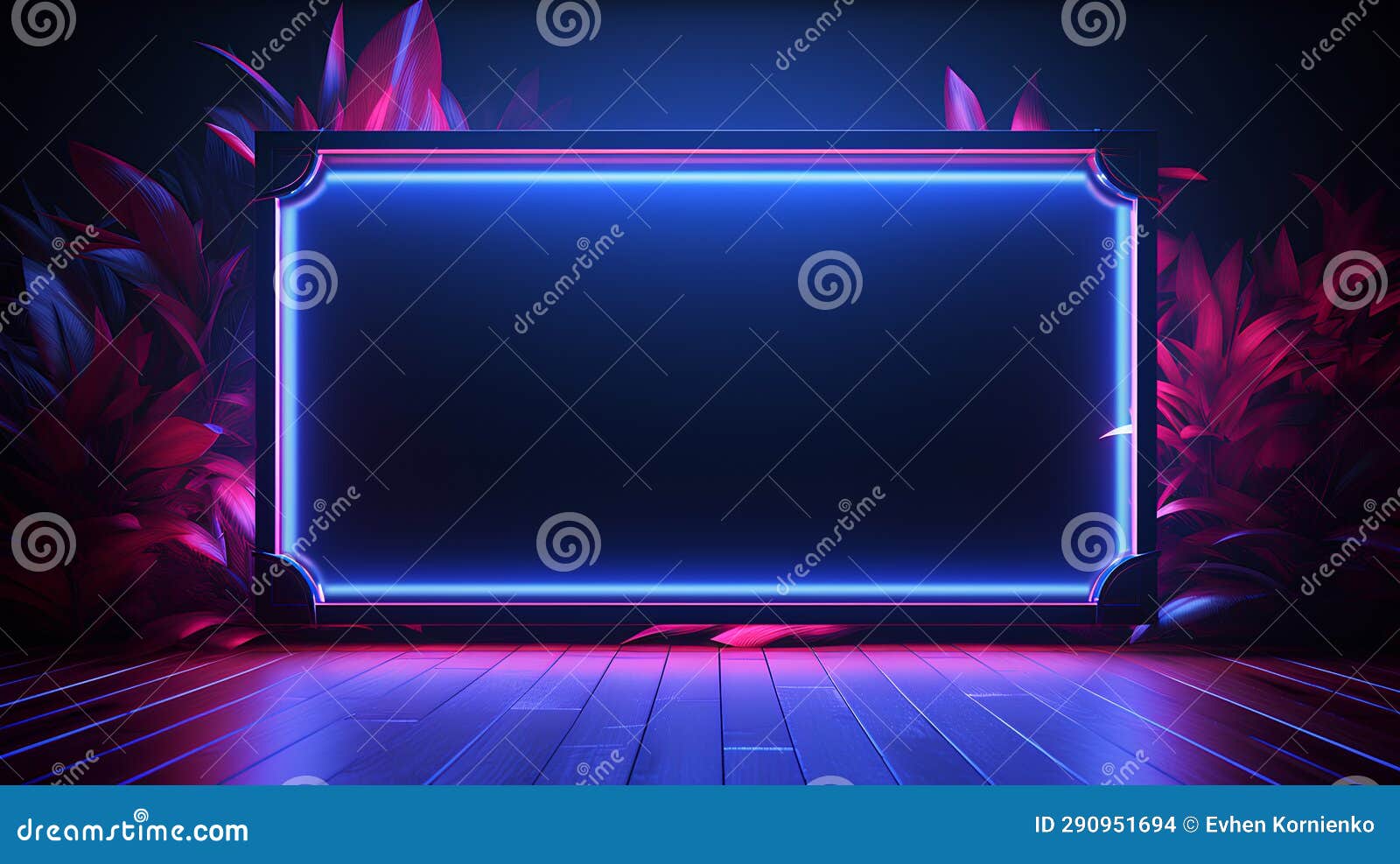 Neon Frame with Neon Lights and Empty Copy Space. Stock Photo - Image ...