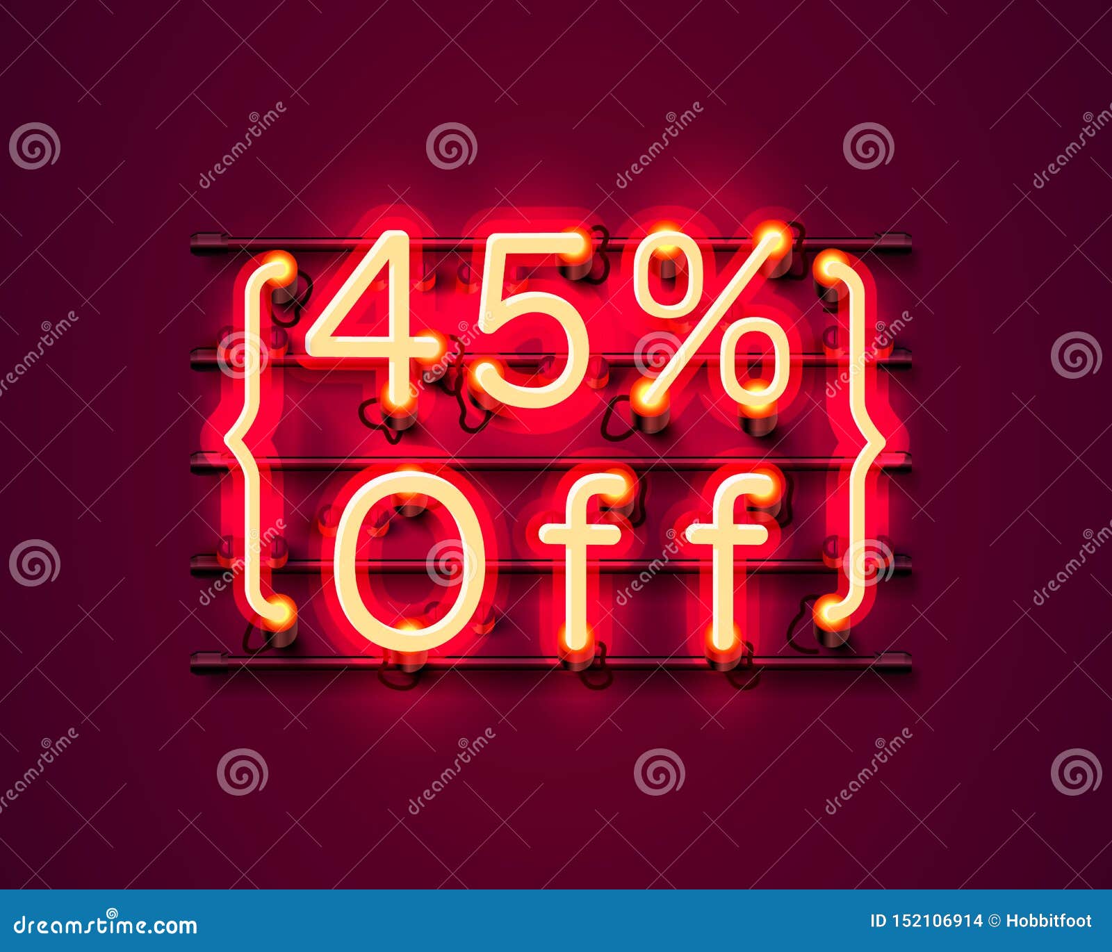 Neon Frame 45 Off Text Banner. Night Sign Board Stock Vector ...