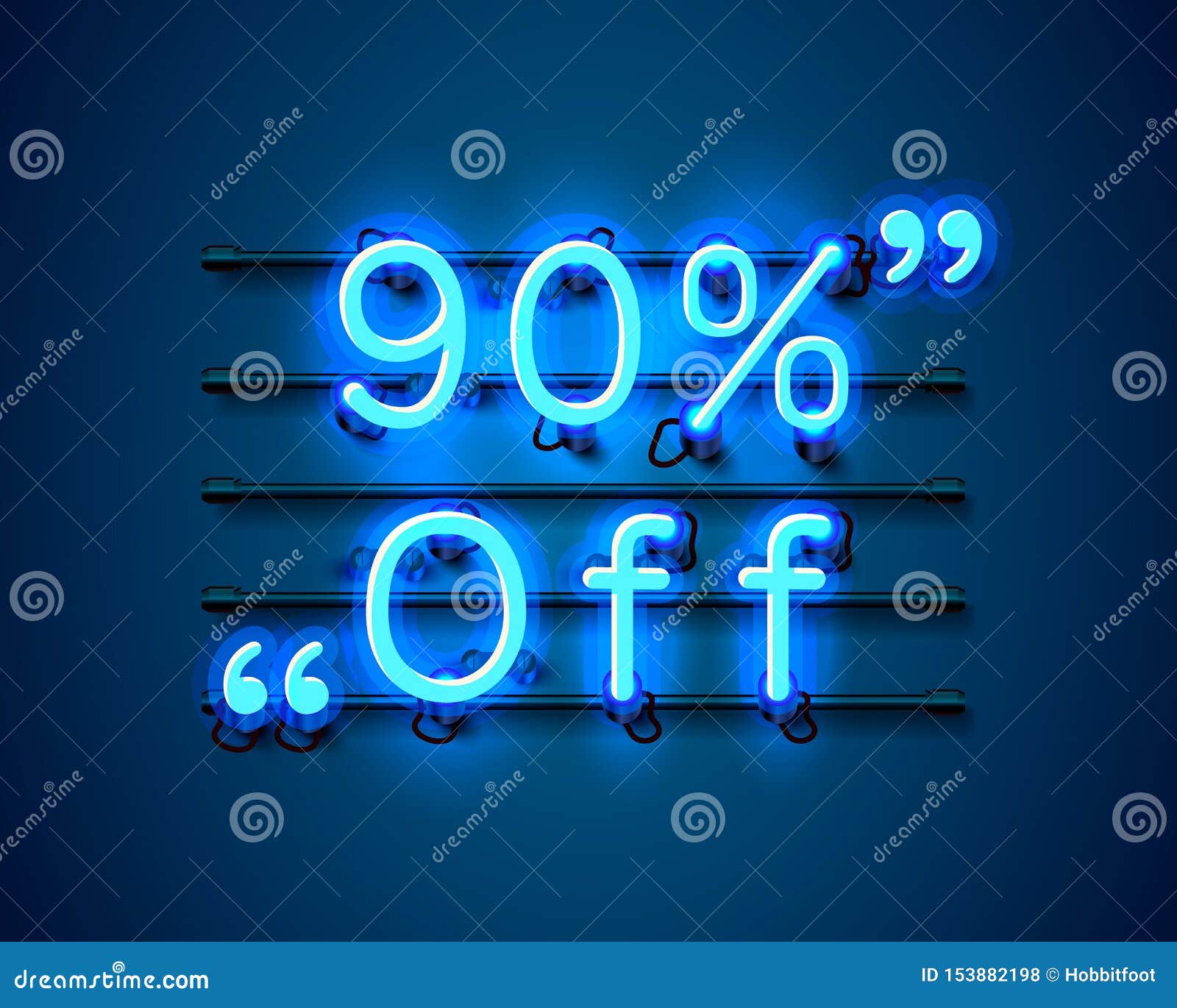 Neon Frame 90 Off Text Banner. Night Sign Board Stock Vector ...