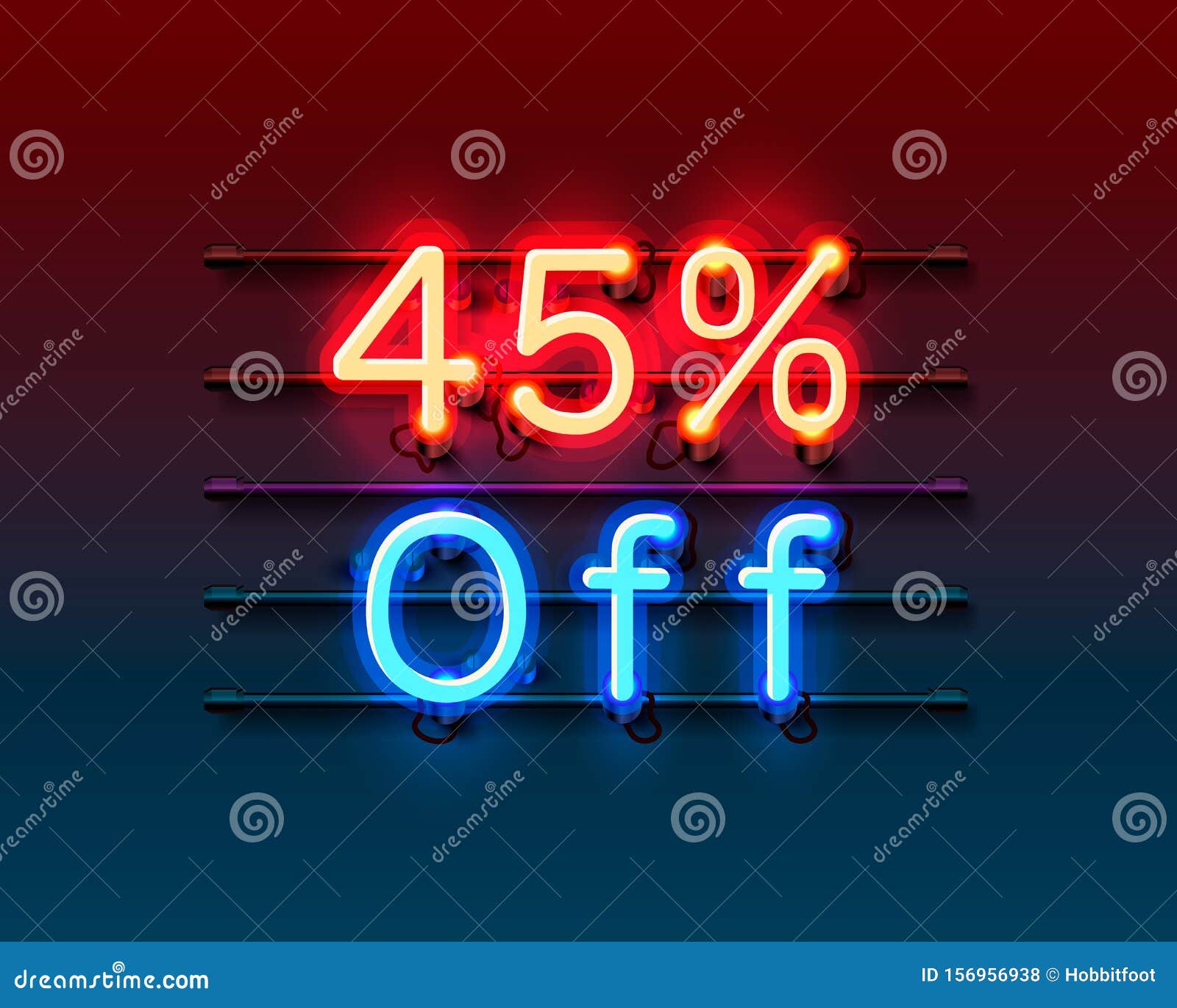 Neon Frame 45 Off Text Banner. Night Sign Board Stock Illustration ...