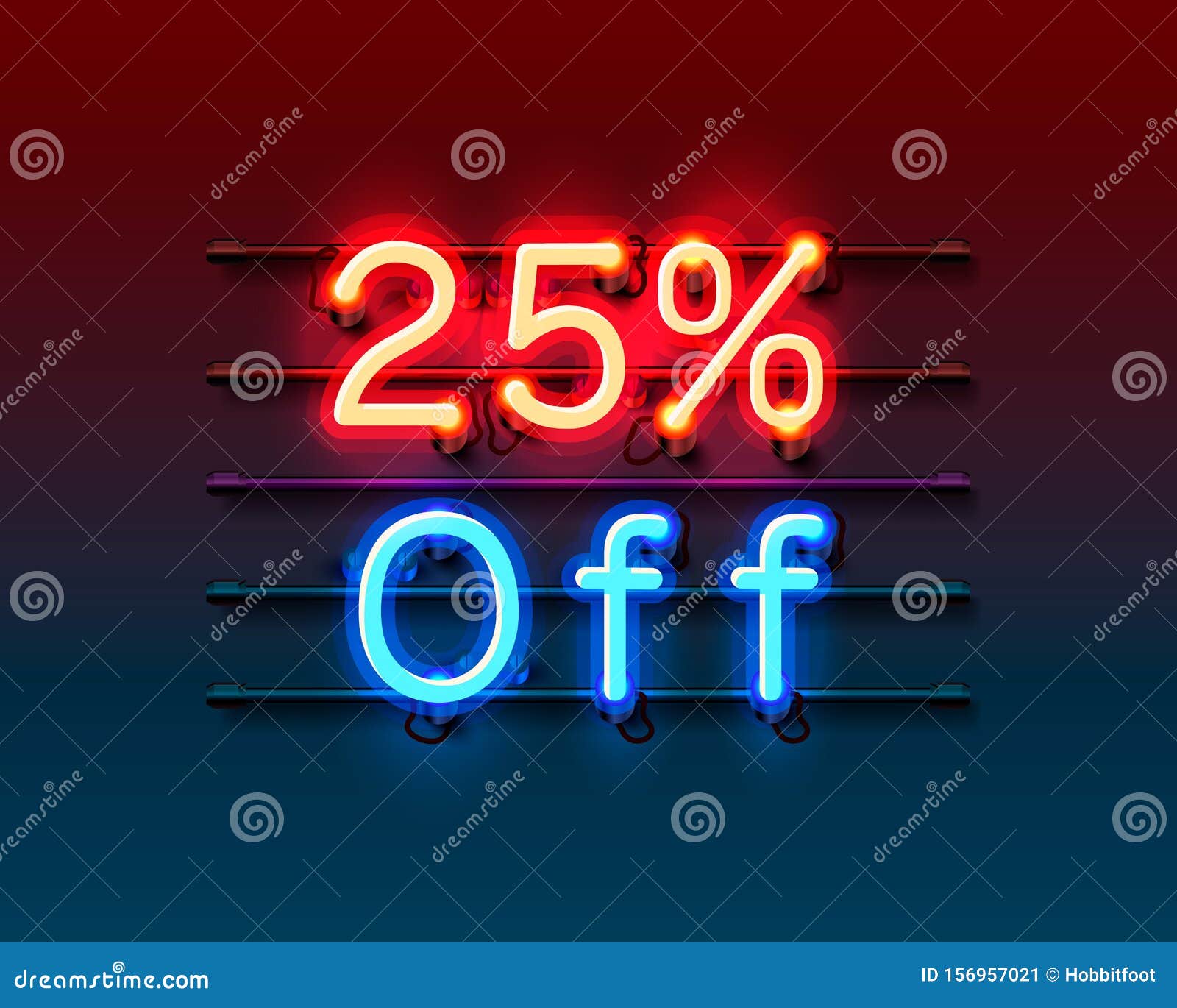Neon Frame 25 Off Text Banner. Night Sign Board Stock Illustration ...