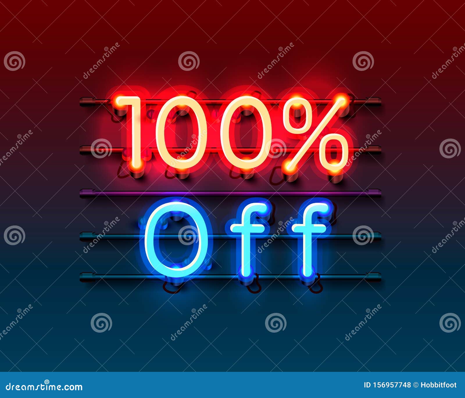 Neon Frame 100 Off Text Banner. Night Sign Board Stock Illustration ...