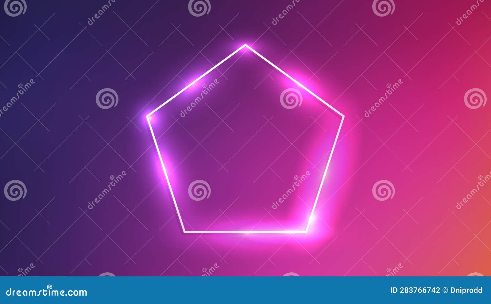 Neon Frame in Pentagon Form with Shining Effects Stock Vector ...