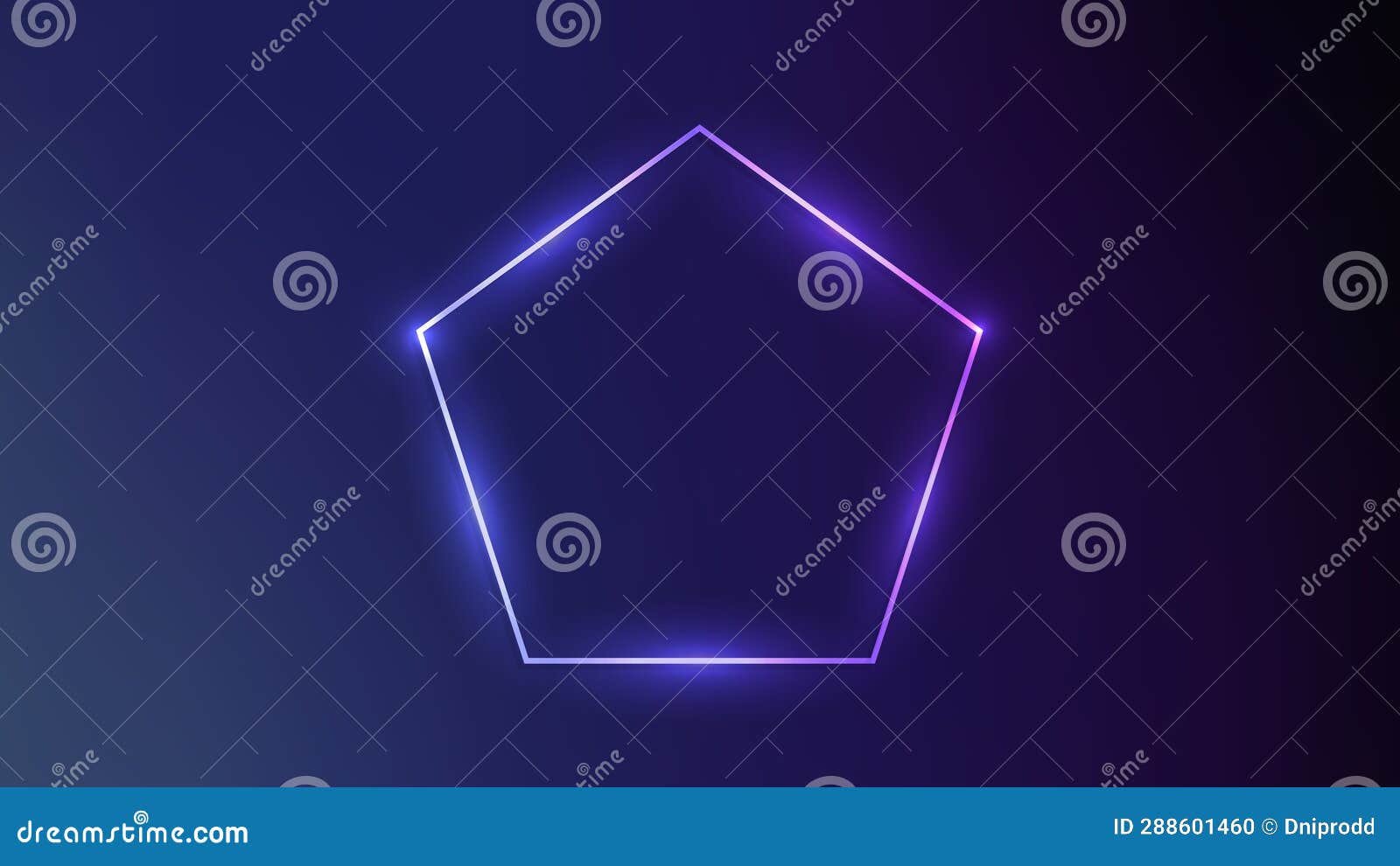 Neon Frame in Pentagon Form with Shining Effects Stock Illustration ...