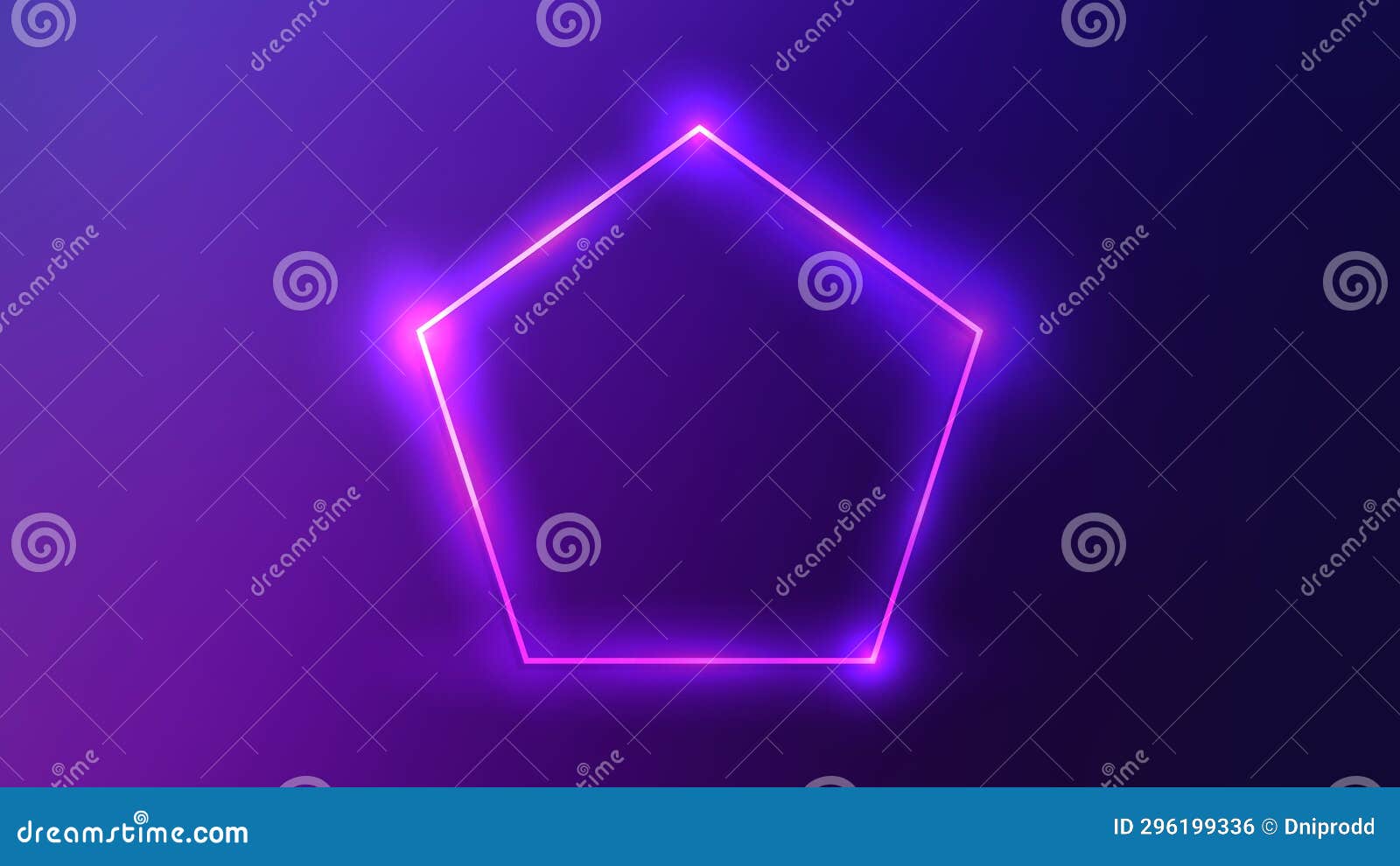 Neon Frame in Pentagon Form with Shining Effects Stock Illustration ...