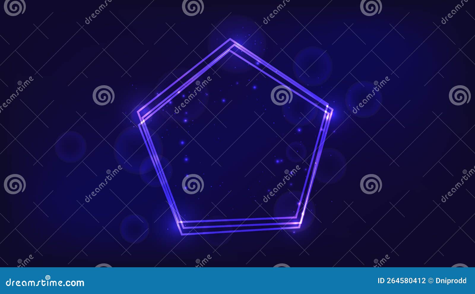 Neon Frame in Pentagon Form with Shining Effects and Sparkles Stock ...