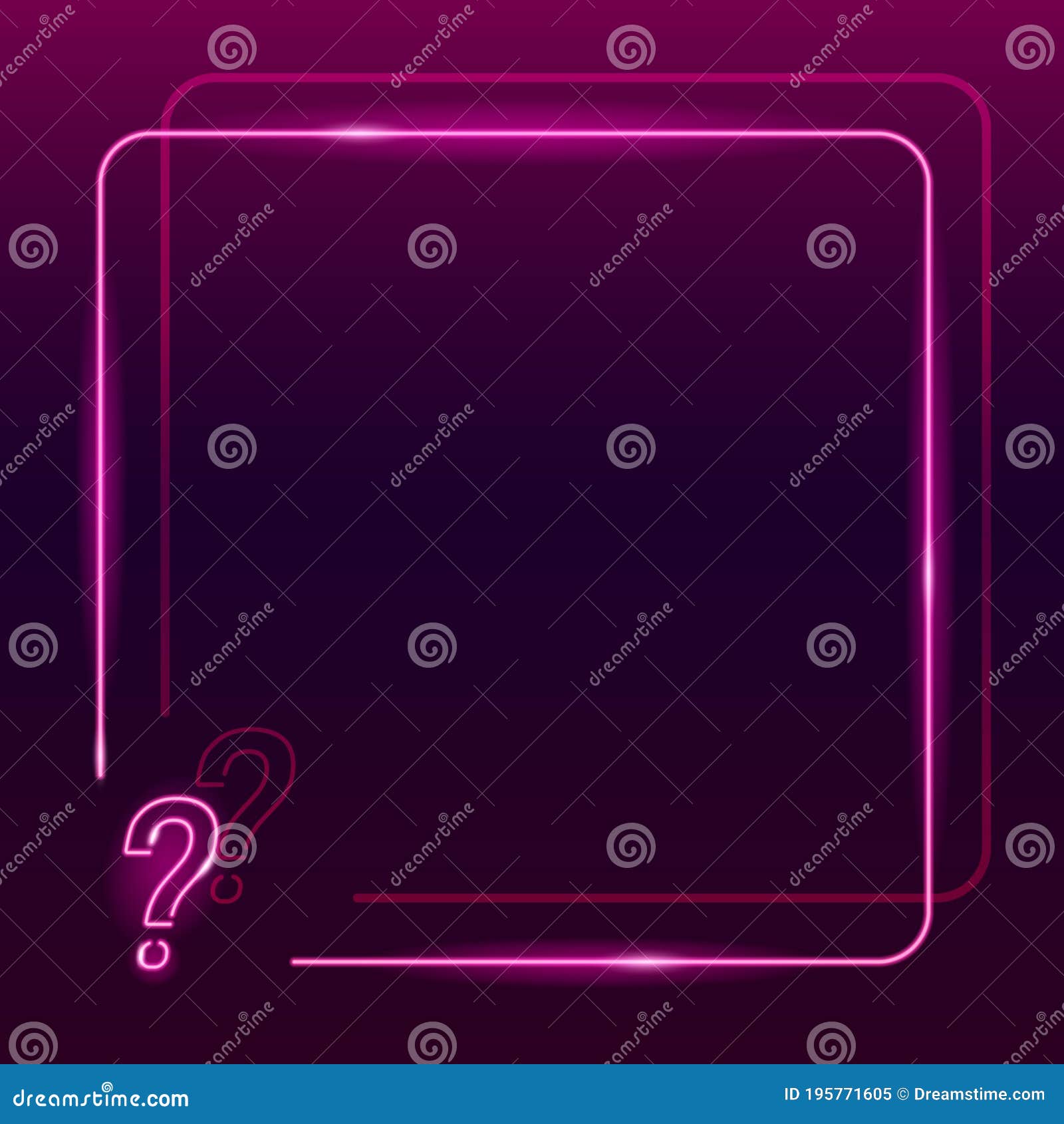 Neon Frame With Question Mark Icon On Dark Purple Gradient Background ...