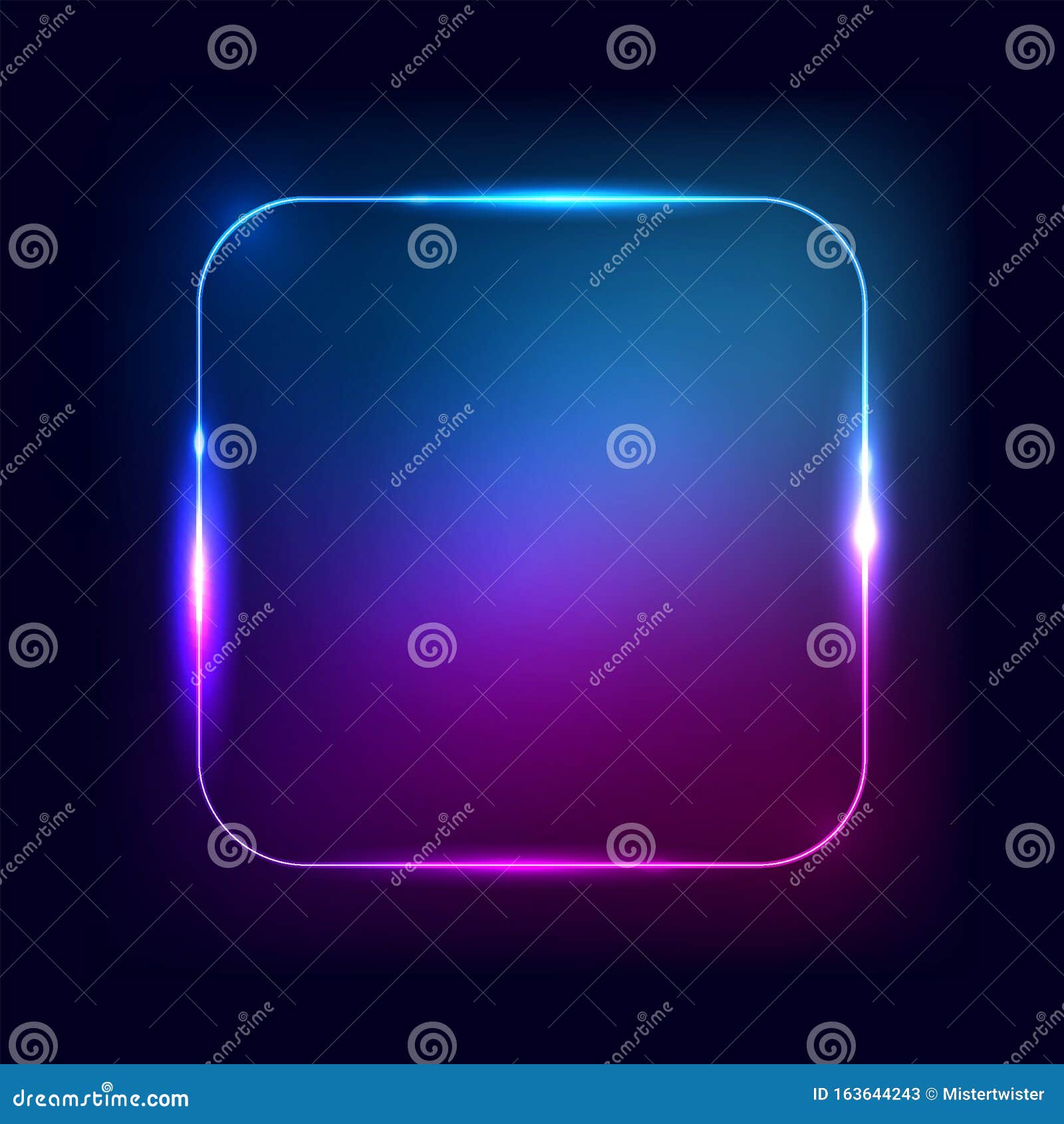 Neon Frame. Rectangle Or Square Shape Glow Border On The Black ...