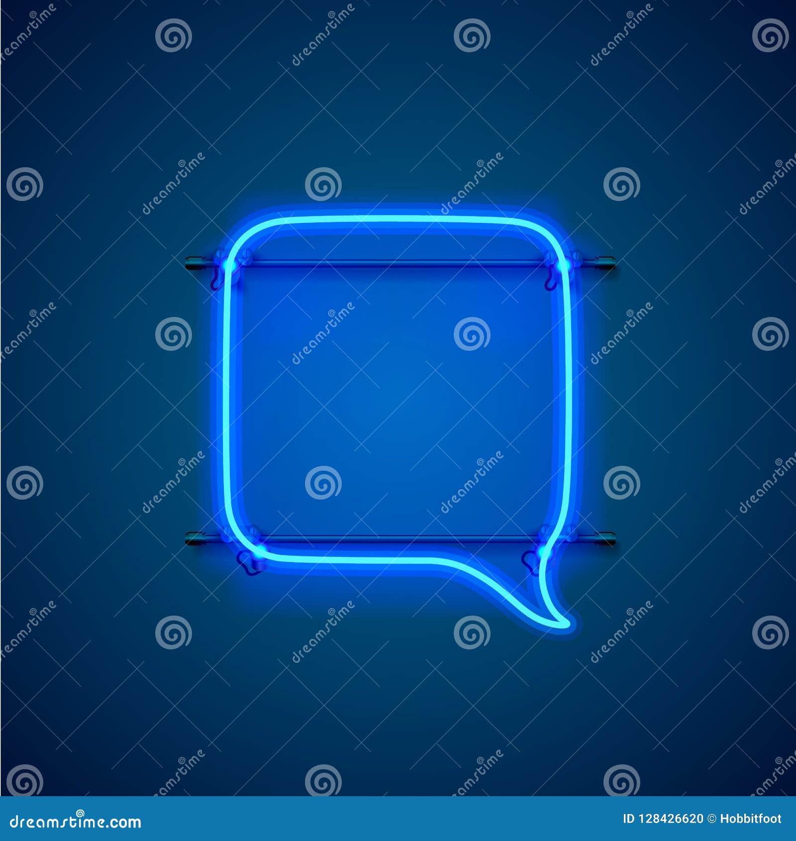 Neon Frame Sign in the Shape of a Chat. Stock Vector - Illustration of ...
