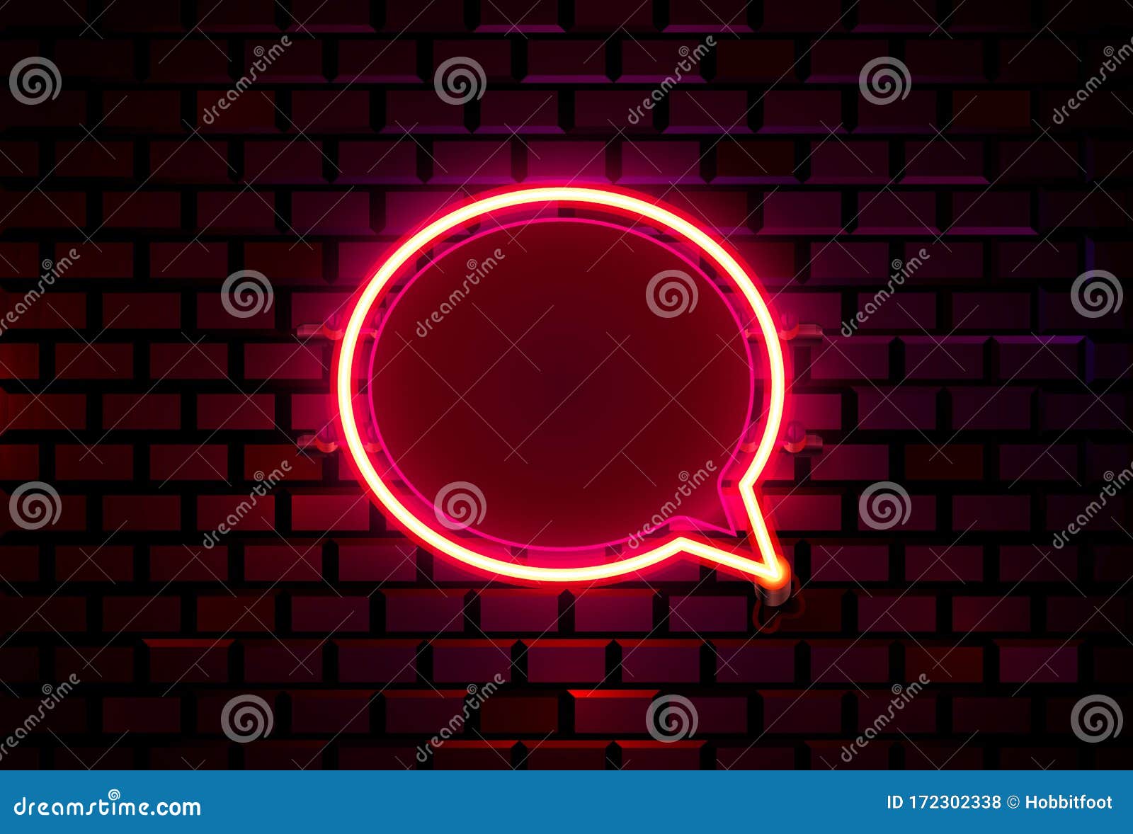 Neon Frame Sign in the Shape of a Chat. Template Design Element Stock ...