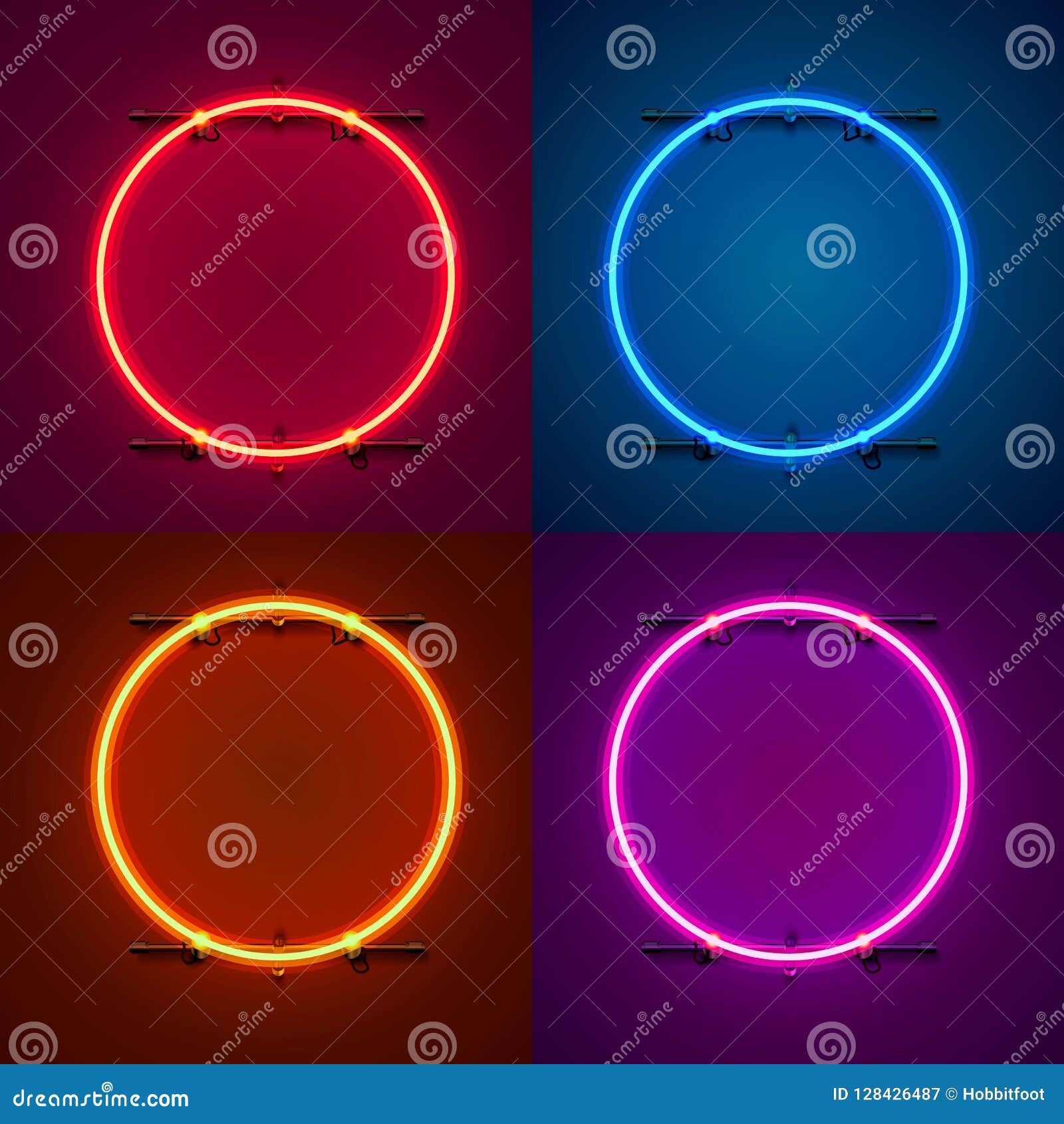 Neon Frame Sign in the Shape of a Circle. Stock Vector - Illustration ...