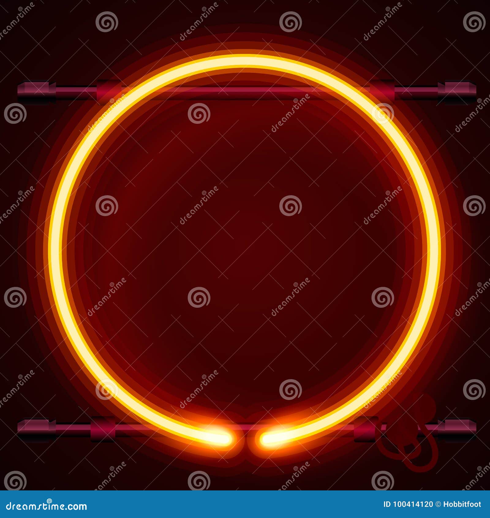 Neon Frame Sign in the Shape of a Circle. Stock Vector - Illustration ...