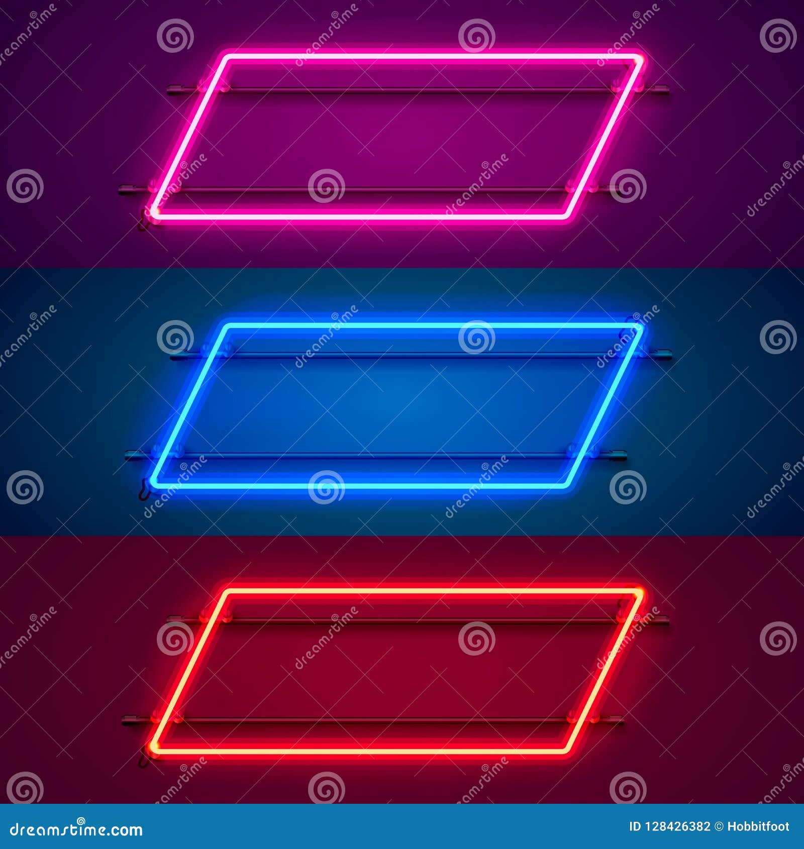 Neon Frame Sign in the Shape of a Square. Stock Vector - Illustration ...