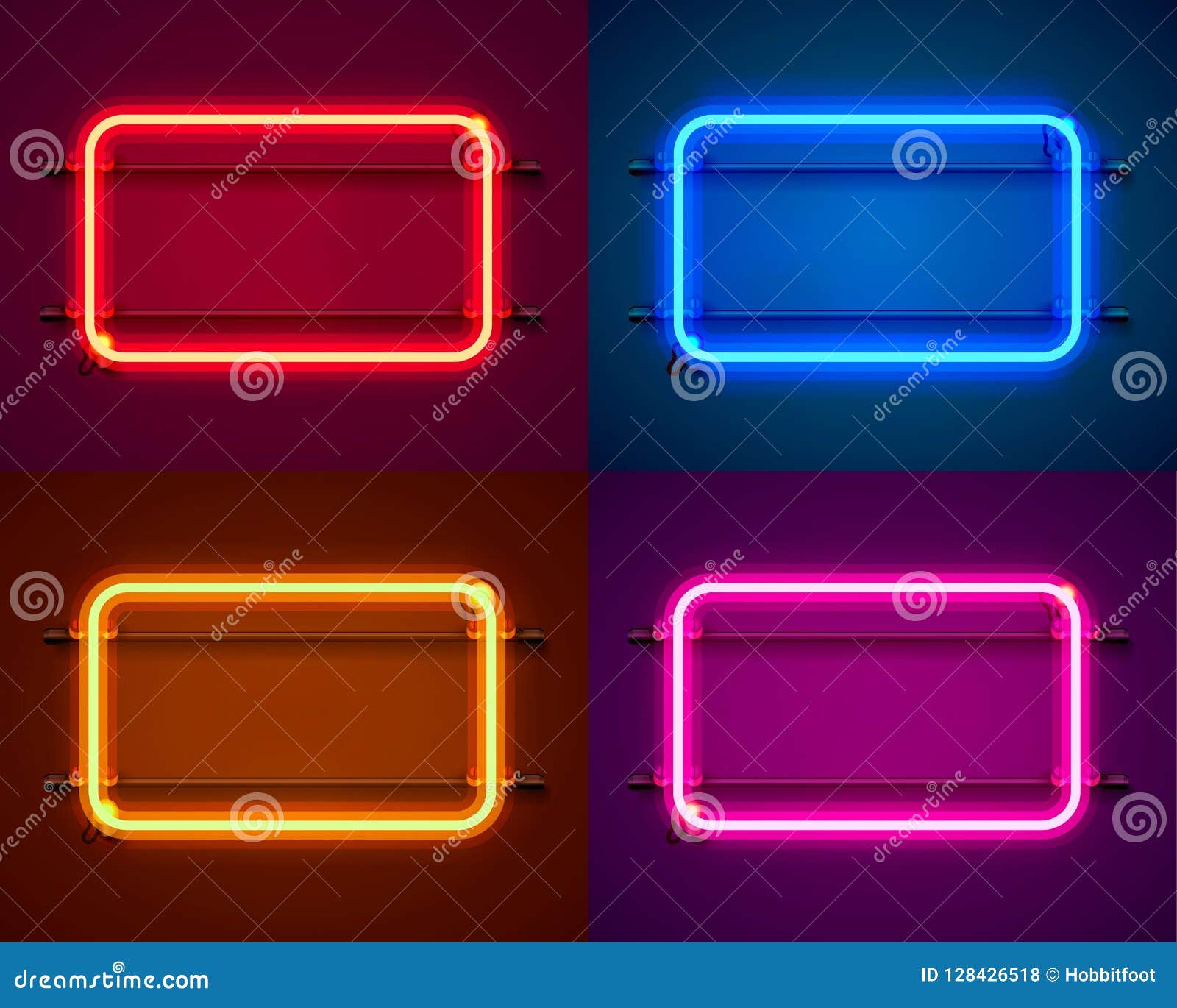 Neon Frame Sign in the Shape of a Square. Stock Vector - Illustration ...