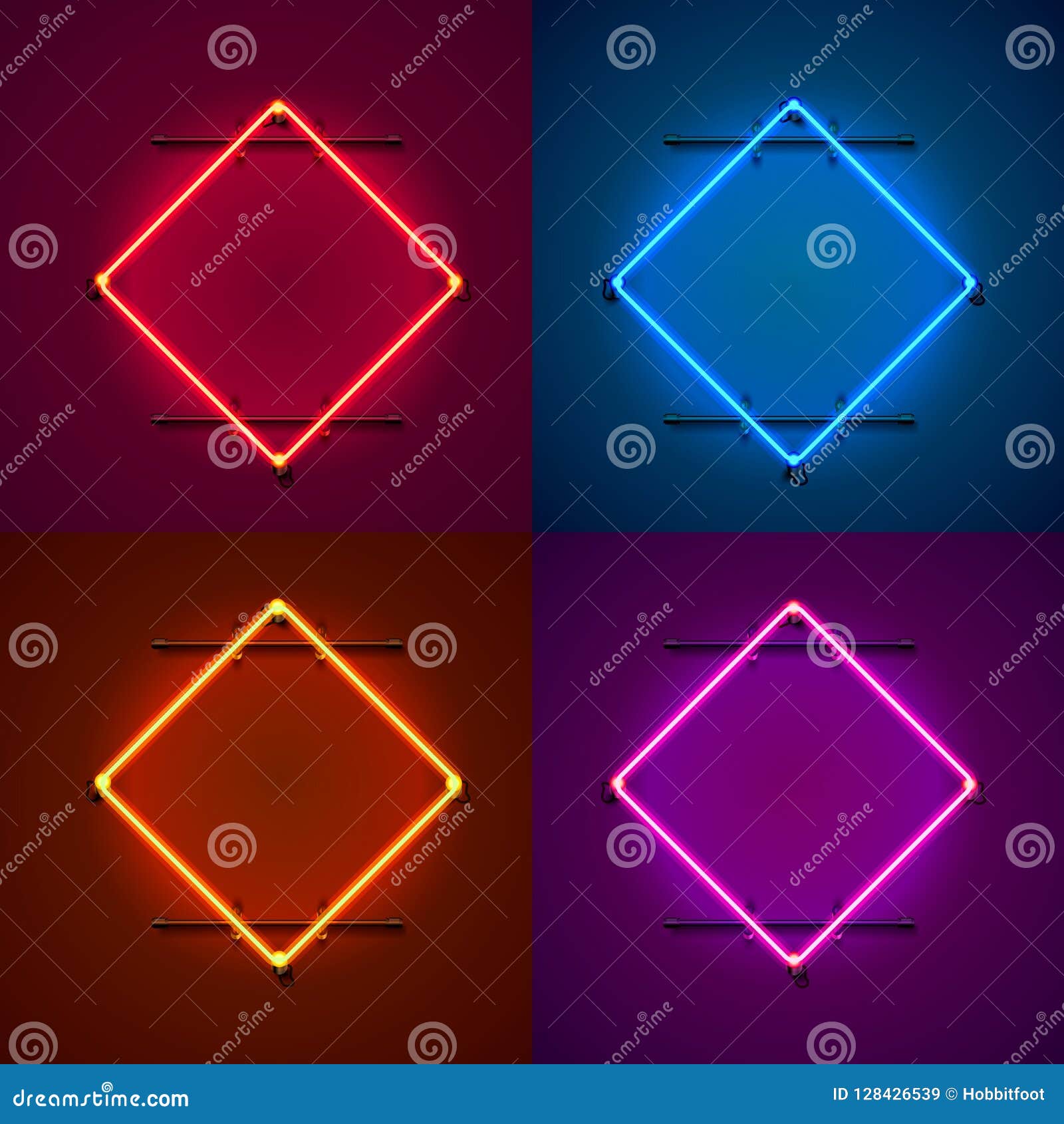Neon Frame Sign in the Shape of a Square. Stock Vector - Illustration ...