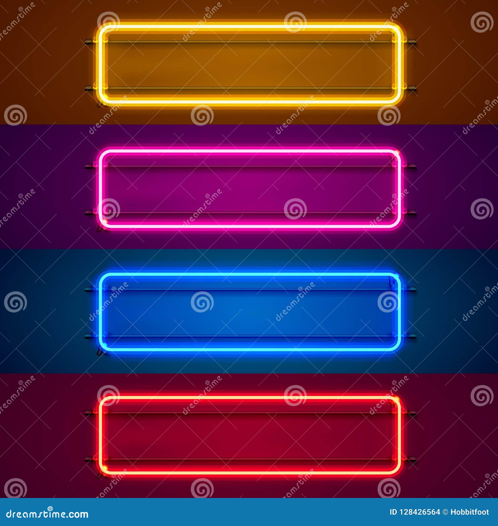 Neon Frame Sign in the Shape of a Square. Stock Vector - Illustration ...