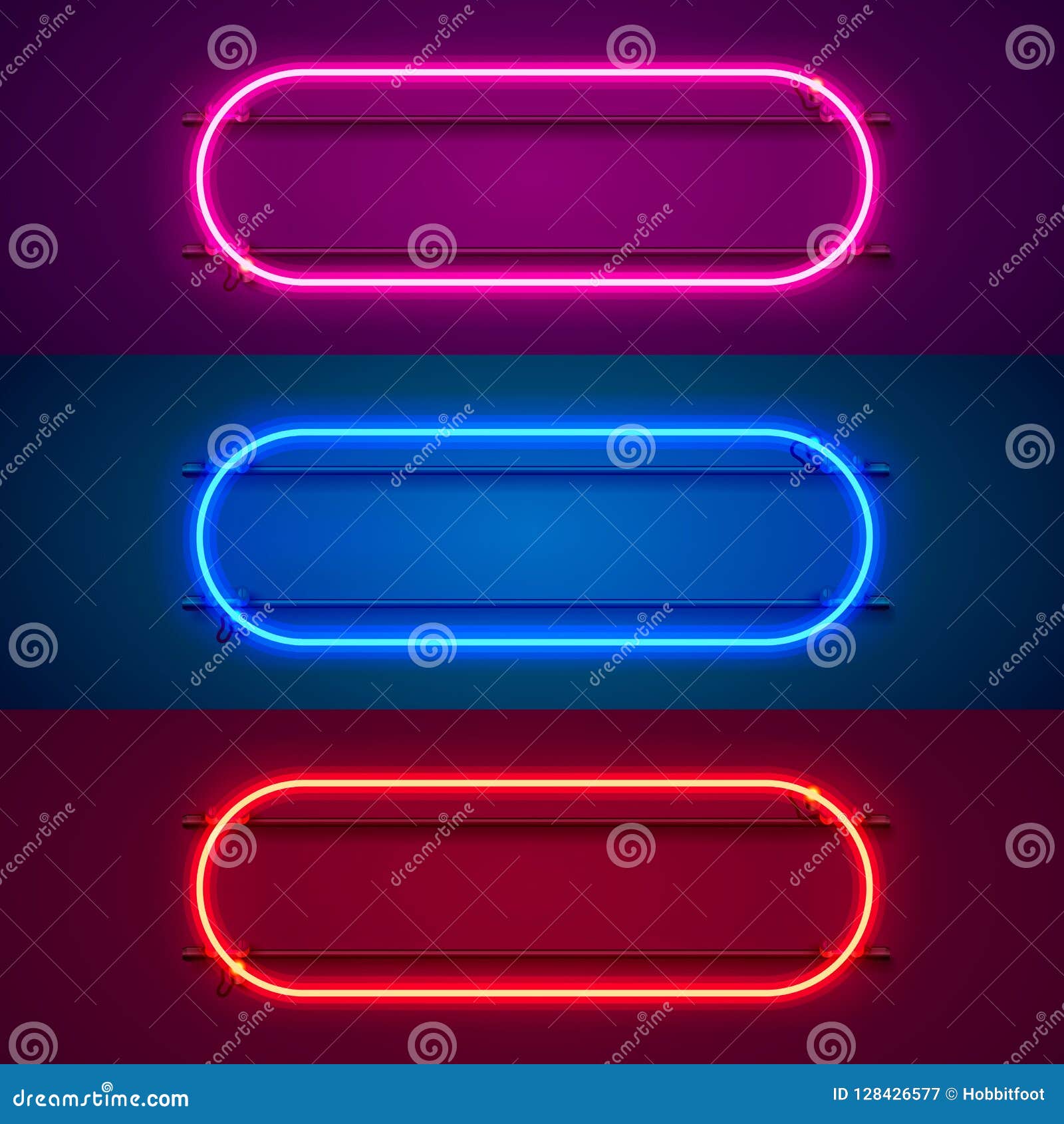 Neon Frame Sign in the Shape of a Square. Stock Vector - Illustration ...
