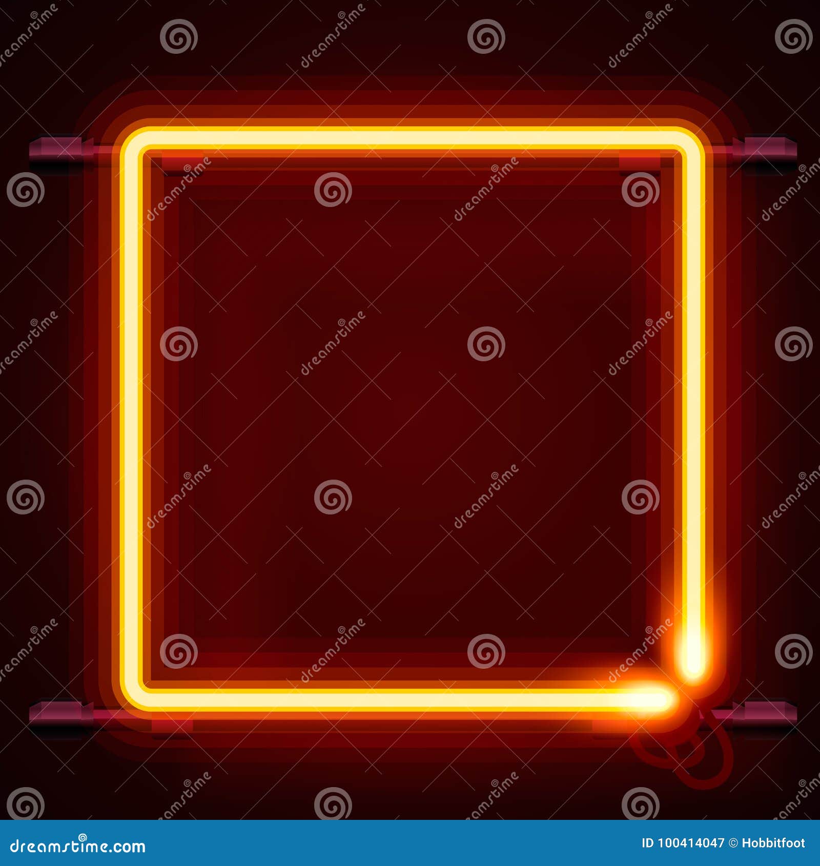 Neon Frame Sign in the Shape of a Square. Stock Vector - Illustration ...