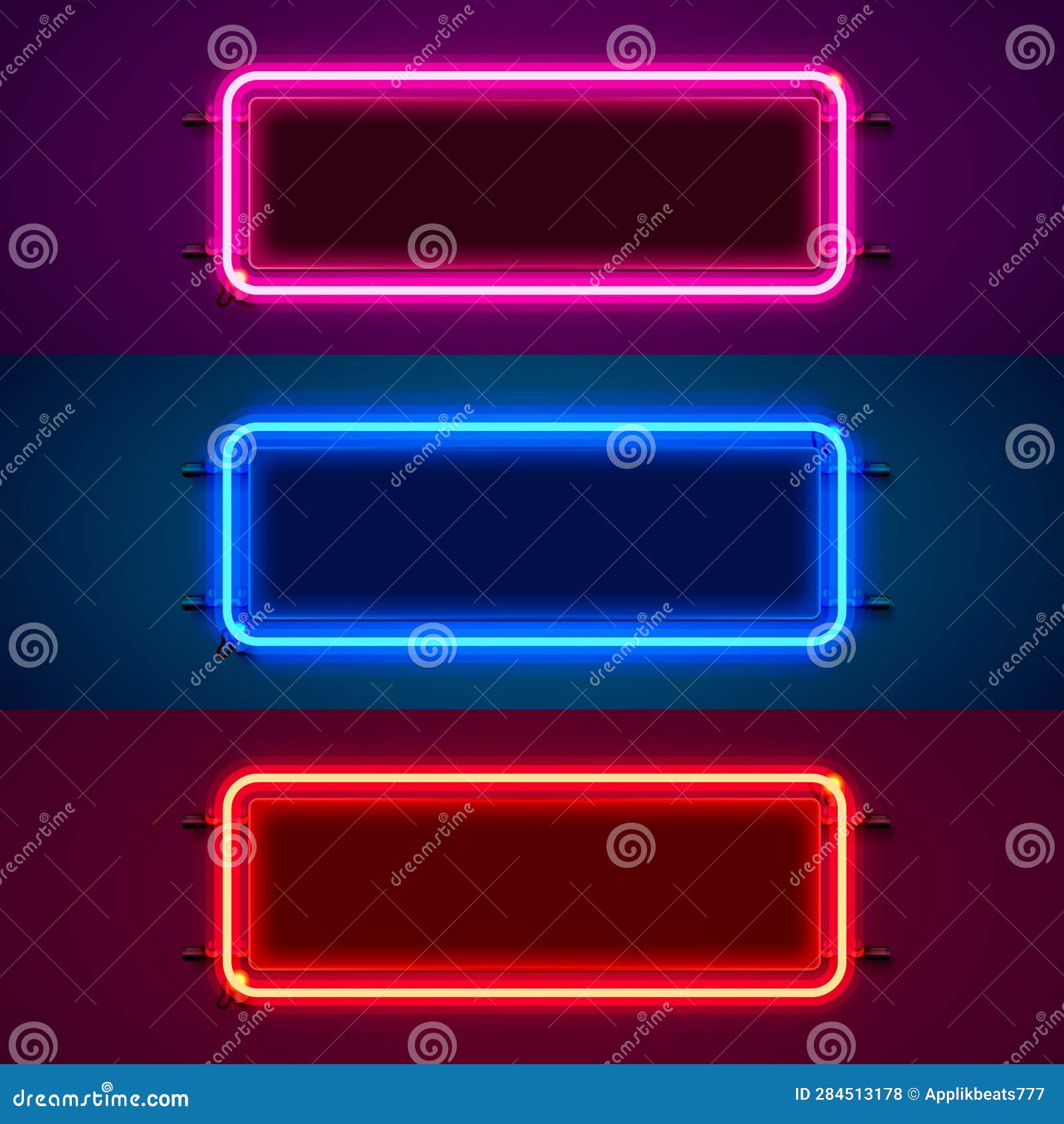 Neon Frame Sign in the Shape of a Square. Set Color Stock Vector ...