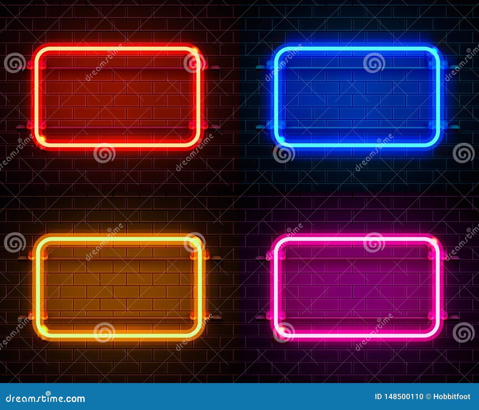 Neon Frame Sign in the Shape of a Square. Stock Vector - Illustration ...