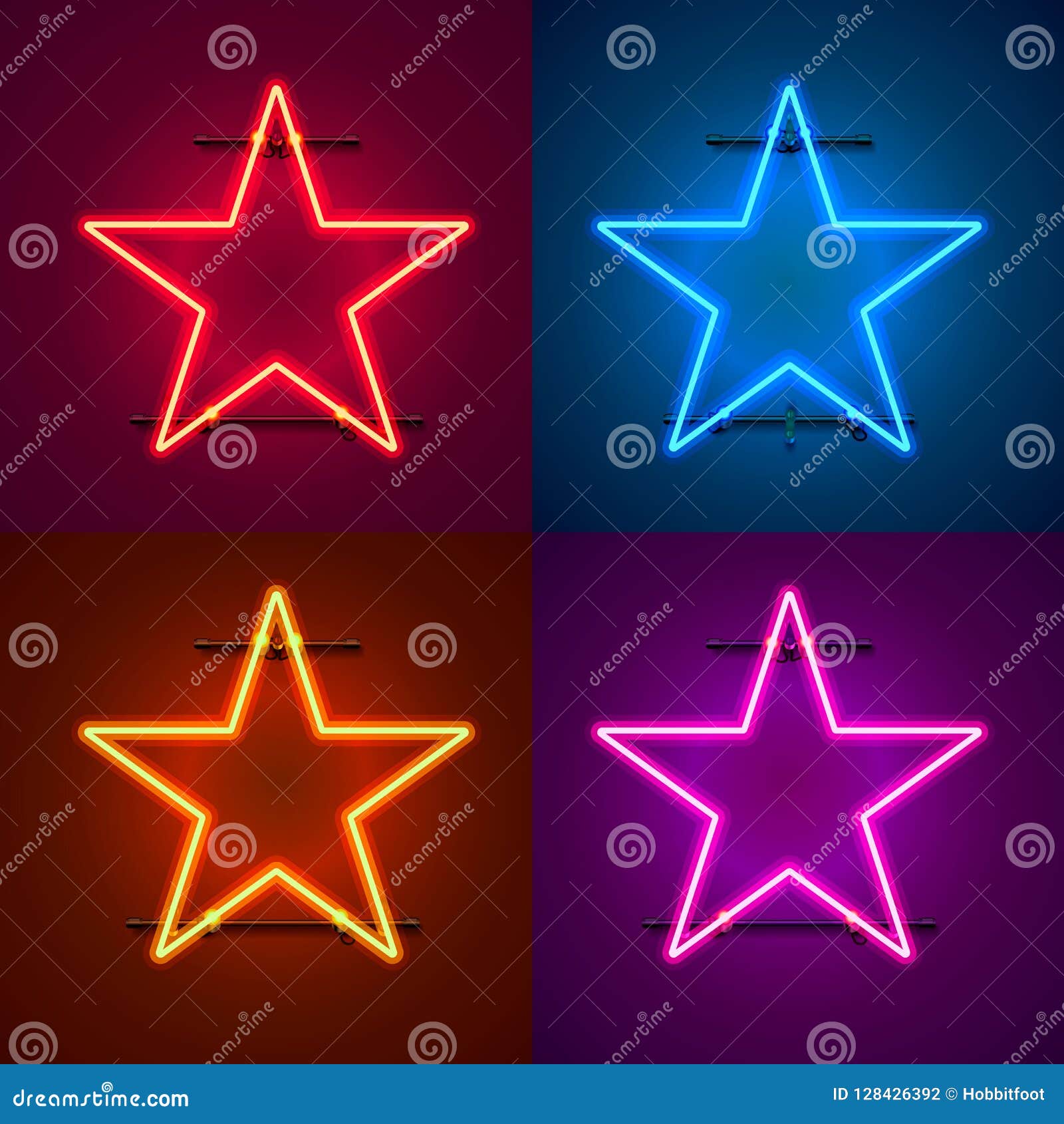 Neon Frame Sign in the Shape of a Star. Stock Vector - Illustration of ...