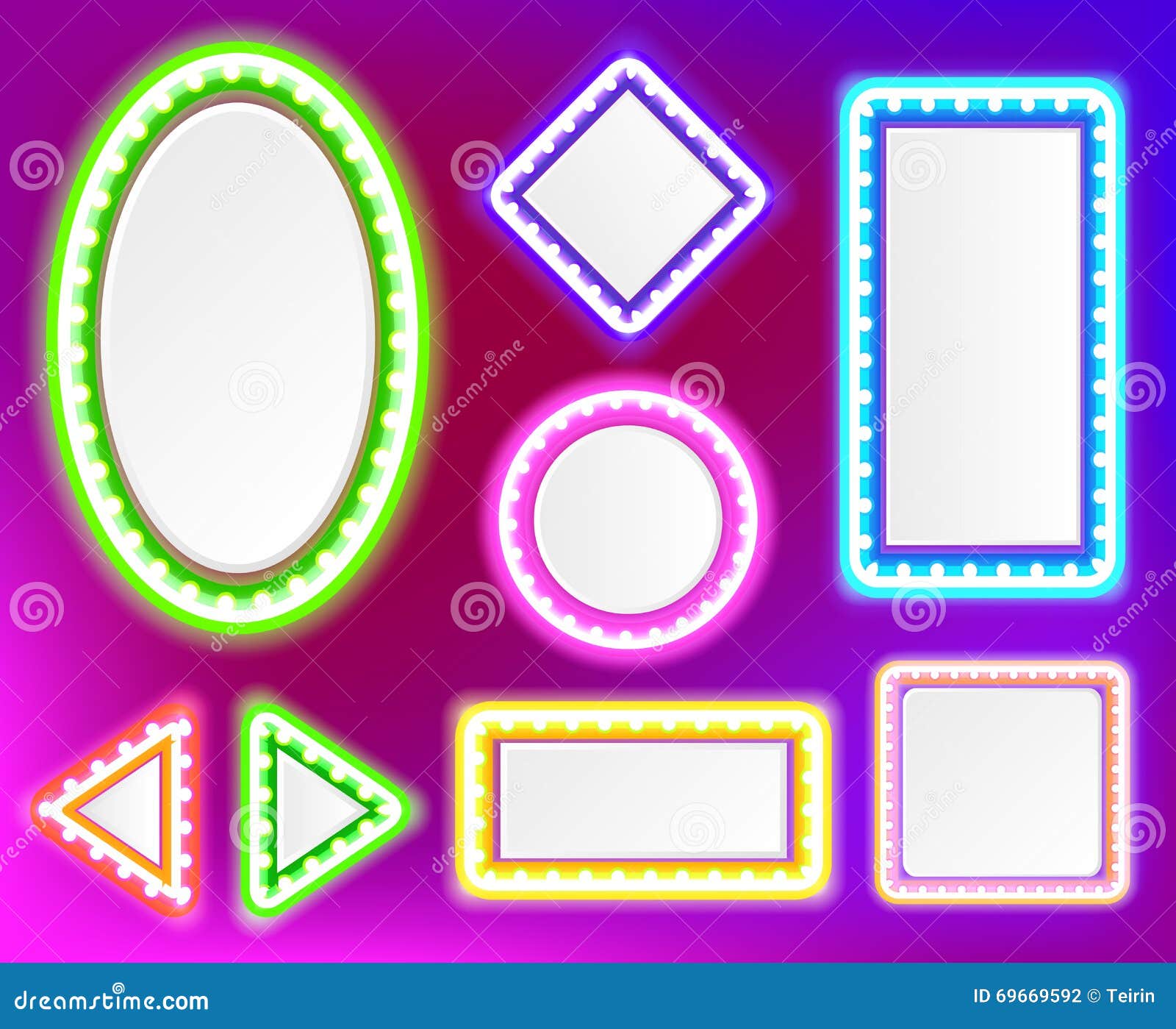 Neon frame for text. stock vector. Illustration of graphic - 69669592
