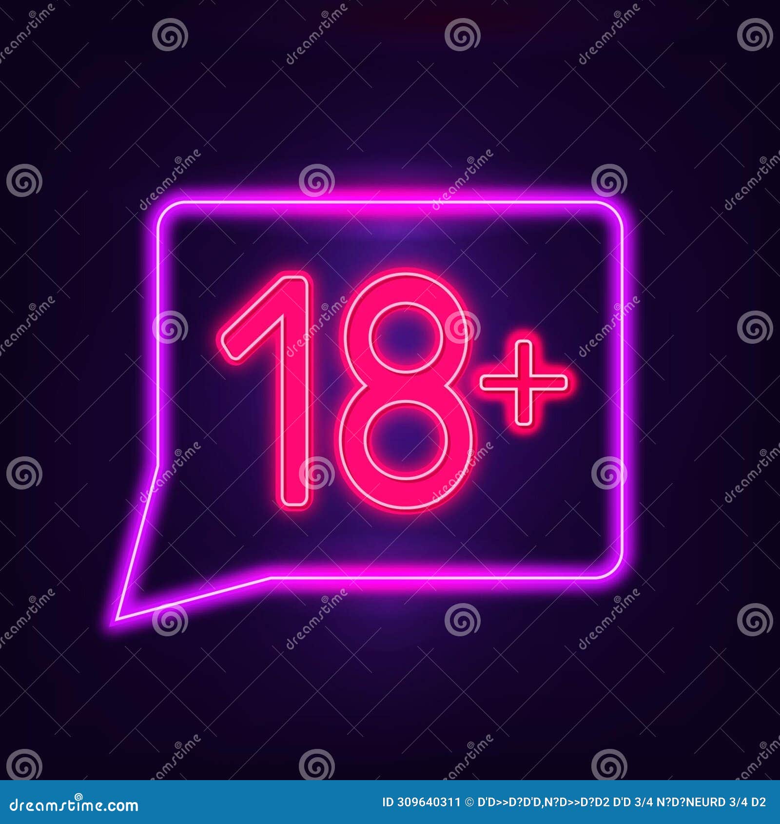 Neon Frame 18+. Vector Illustration Stock Illustration - Illustration ...