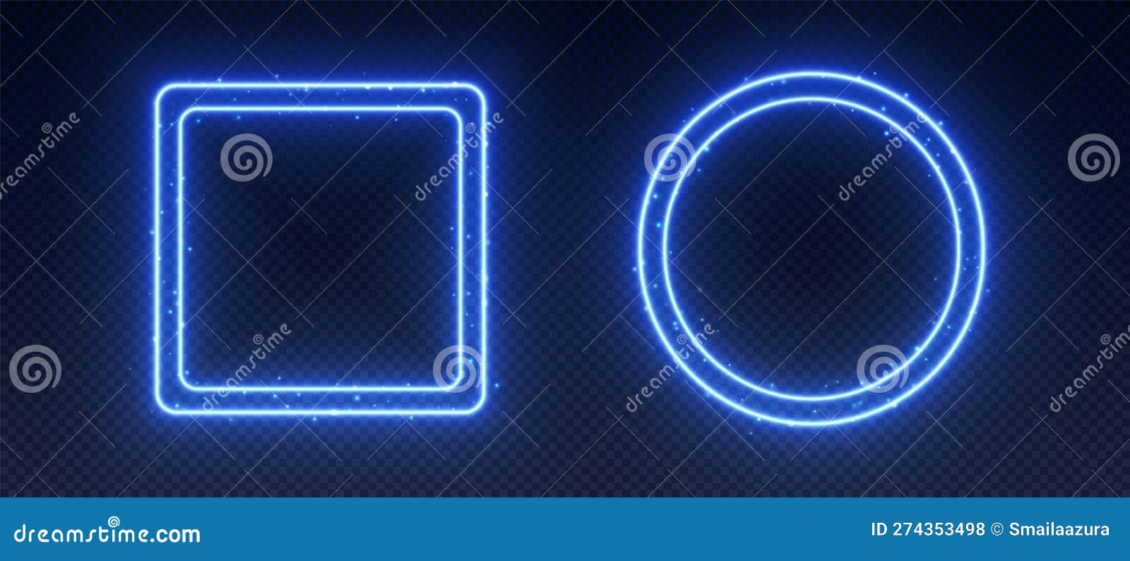 Neon Frames, Glowing Borders with Sparkles, Blue Led Circle and Square ...