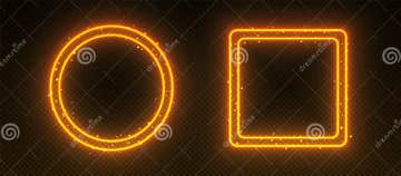 Neon Frames, Glowing Borders with Sparkles, Orange Led Circle and ...