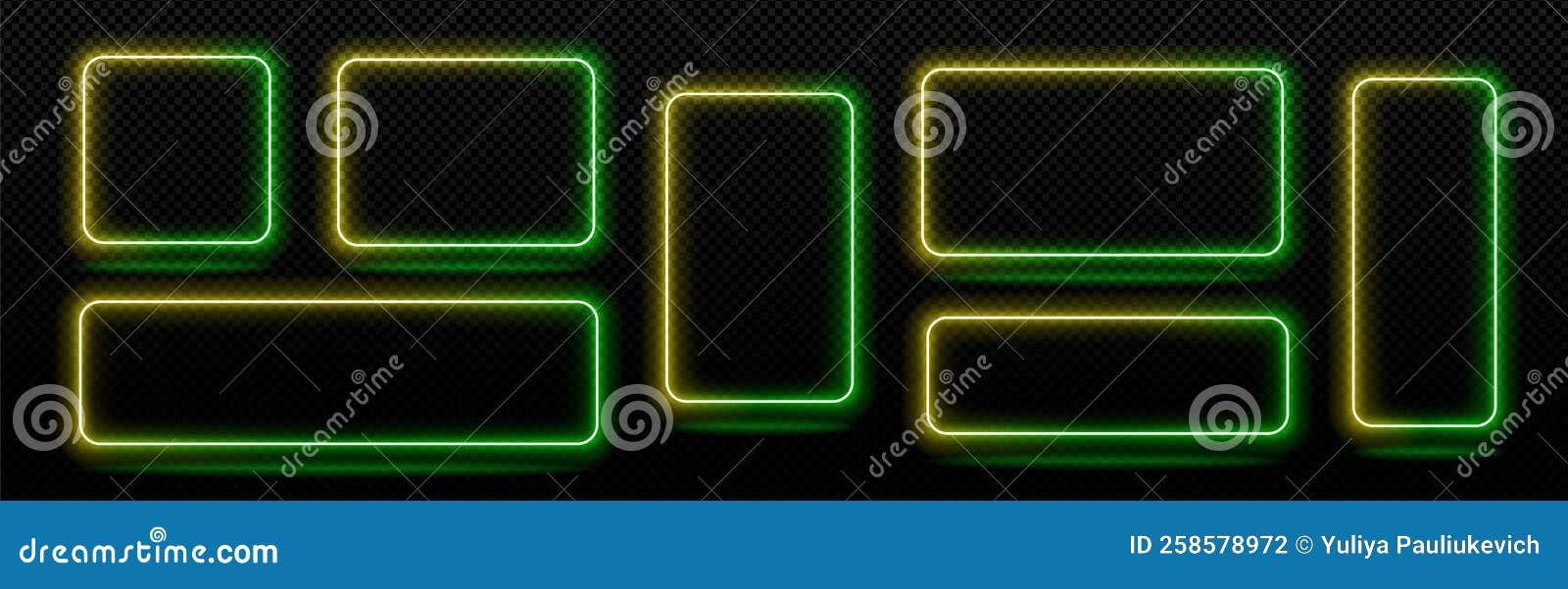 Neon Frames, Isolated Colorful Led Borders Set Stock Vector ...
