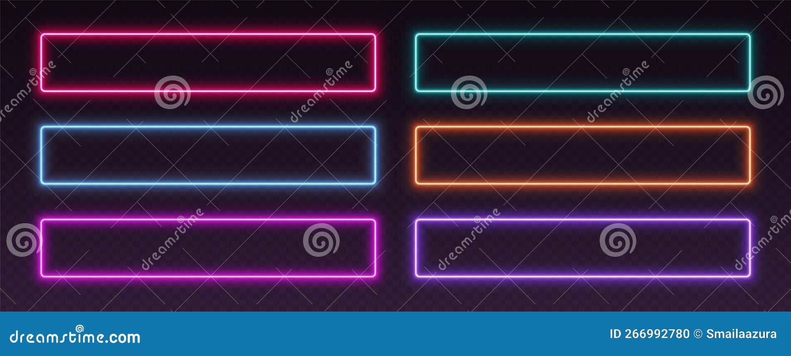Neon Frames, Rectangular Glowing Borders Set, Colorful Futuristic UI ...