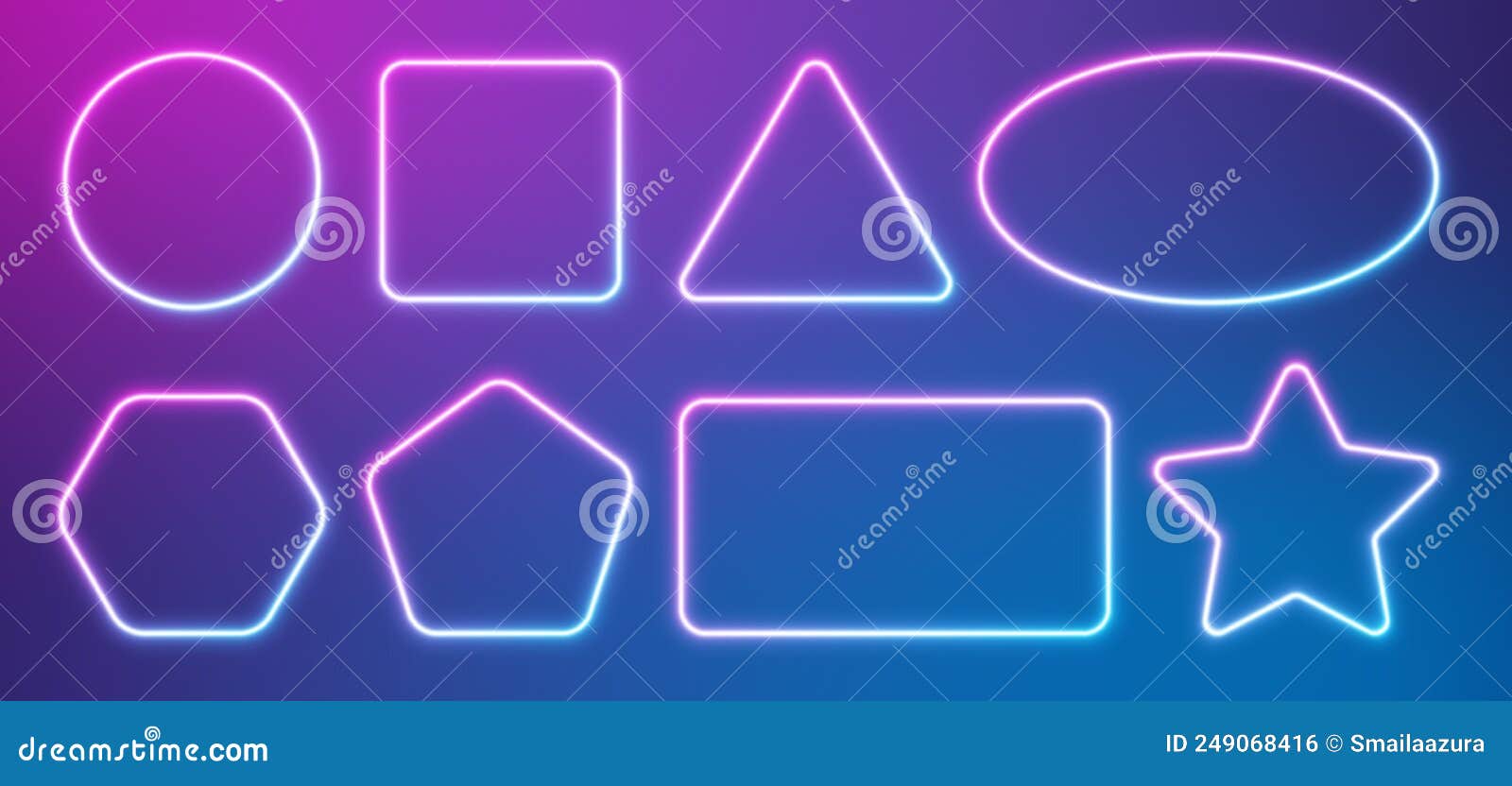 Neon Frames Set, Gradient Blue-pink Borders Collection. Stock Vector ...