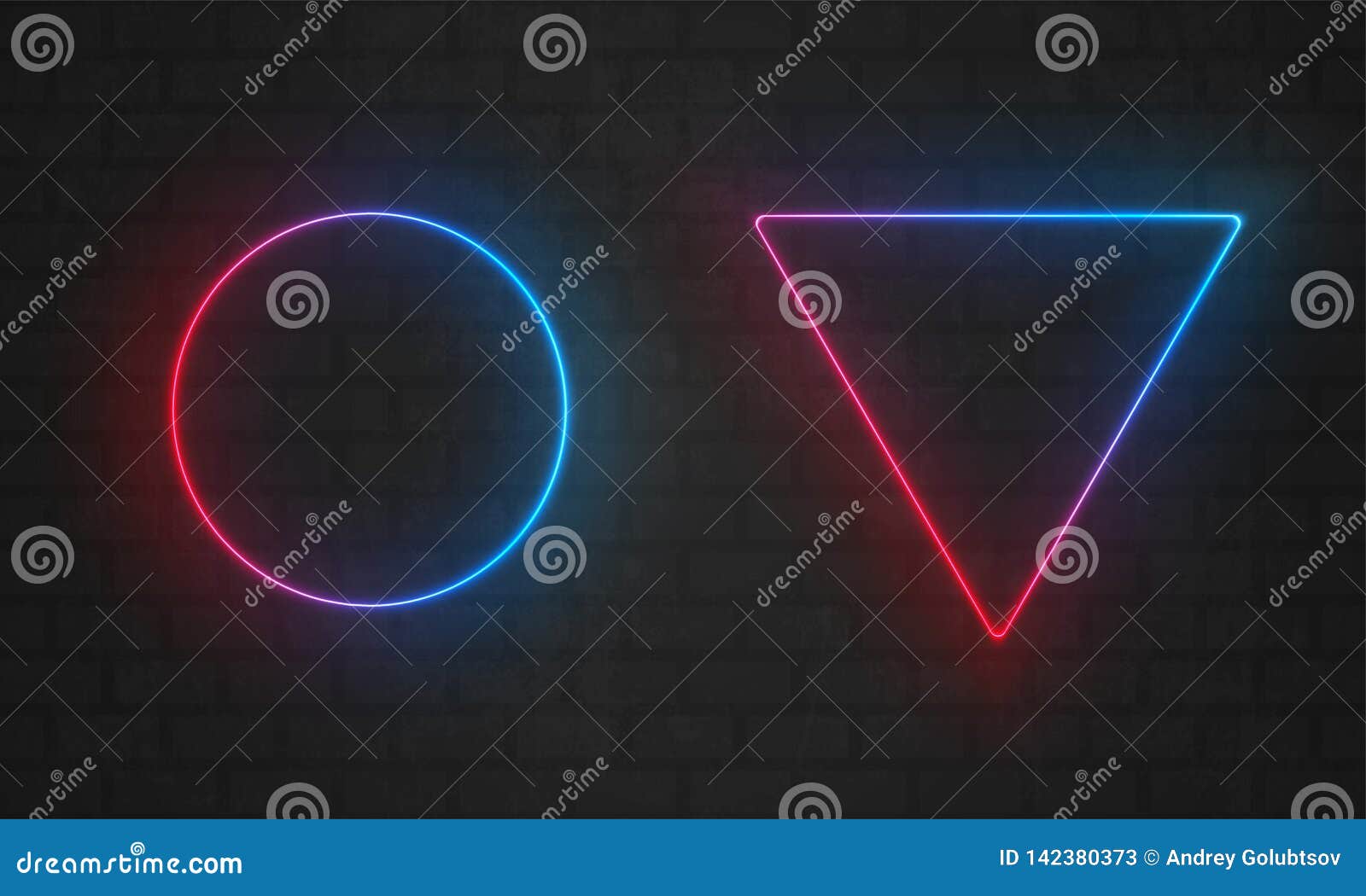 Neon Frames. Vector Line Light Bulbs, Triangle, Circle Neon Frame ...