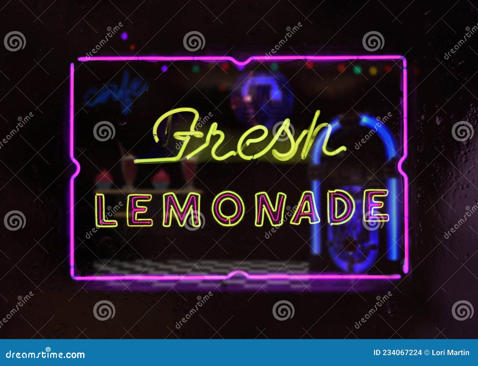 Neon Fresh Lemonade Sign in Rainy Window Stock Photo - Image of ...