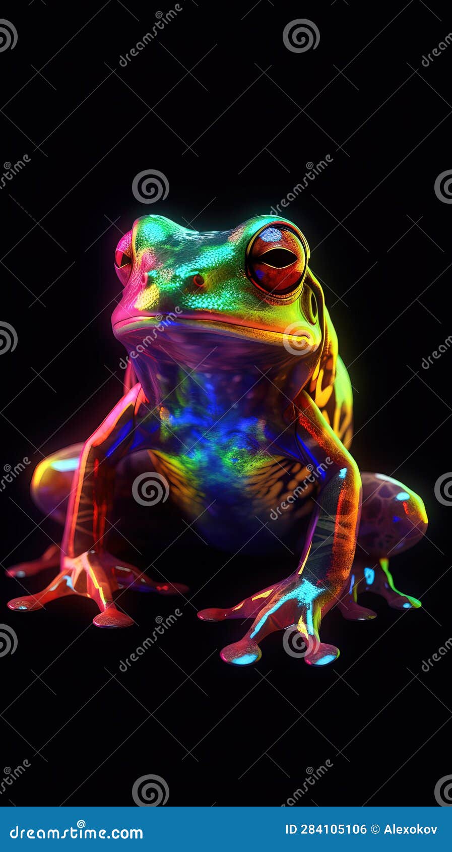 Neon Frog on Dark Background. Stock Illustration - Illustration of ...