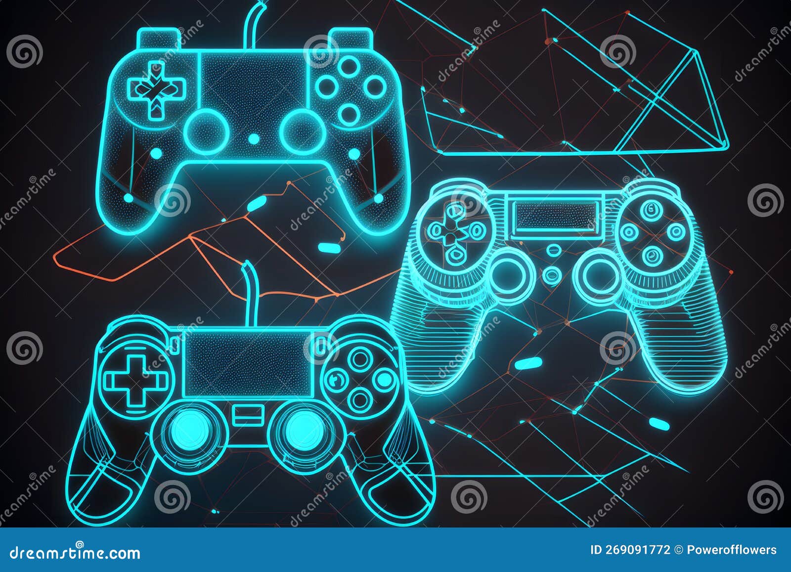 Neon Future Game Controller Created with Generative AI Technology Stock ...