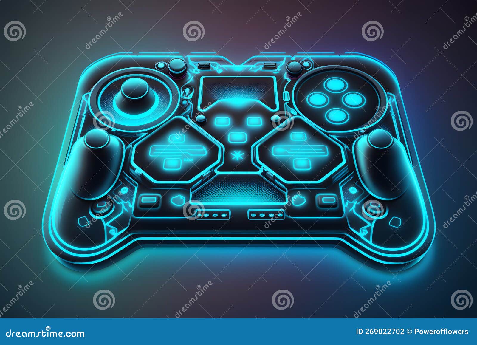 Neon Future Game Controller Created with Generative AI Technology Stock ...