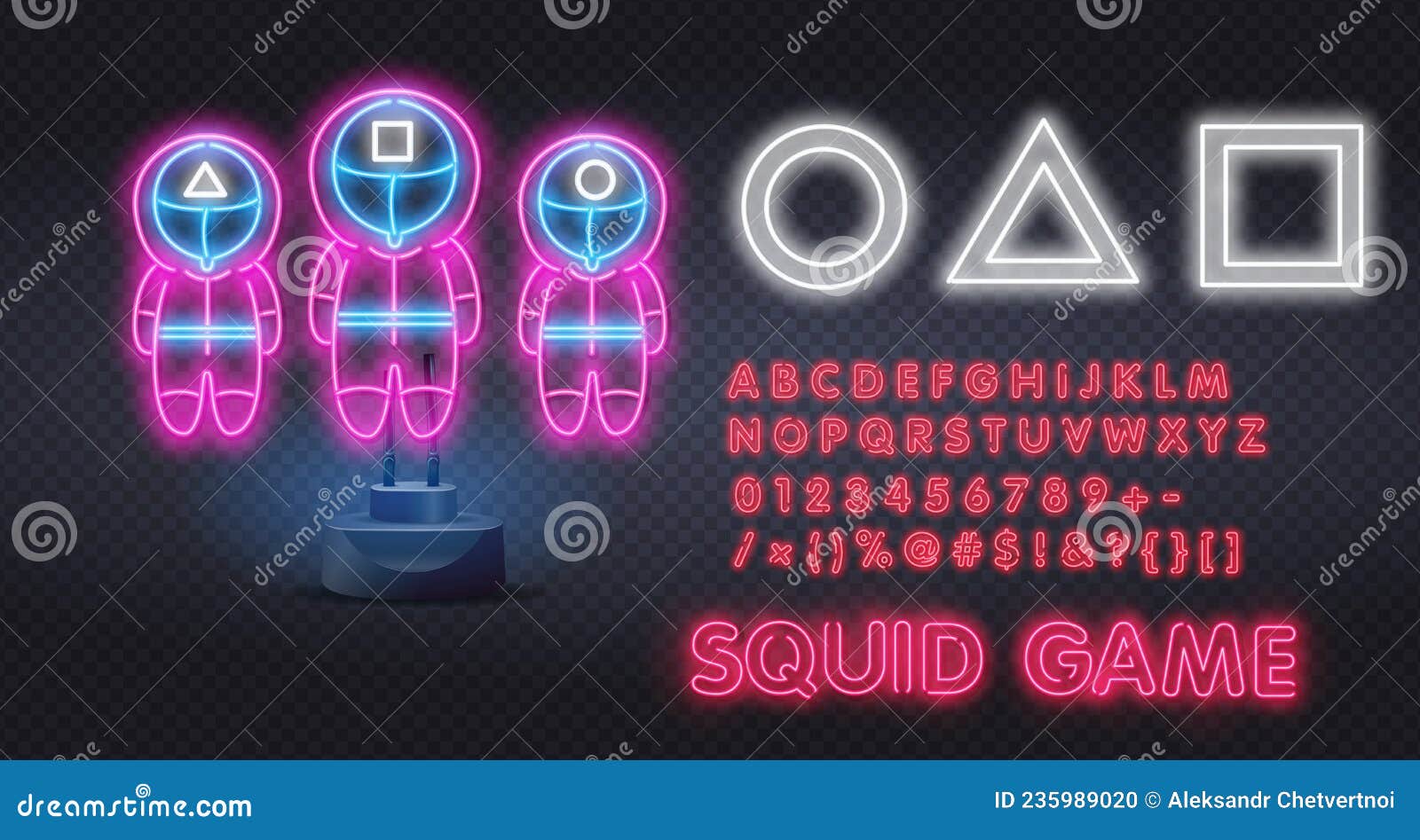 Neon Game Character. Game Pawns. Square Triangle Round. Squid Games ...