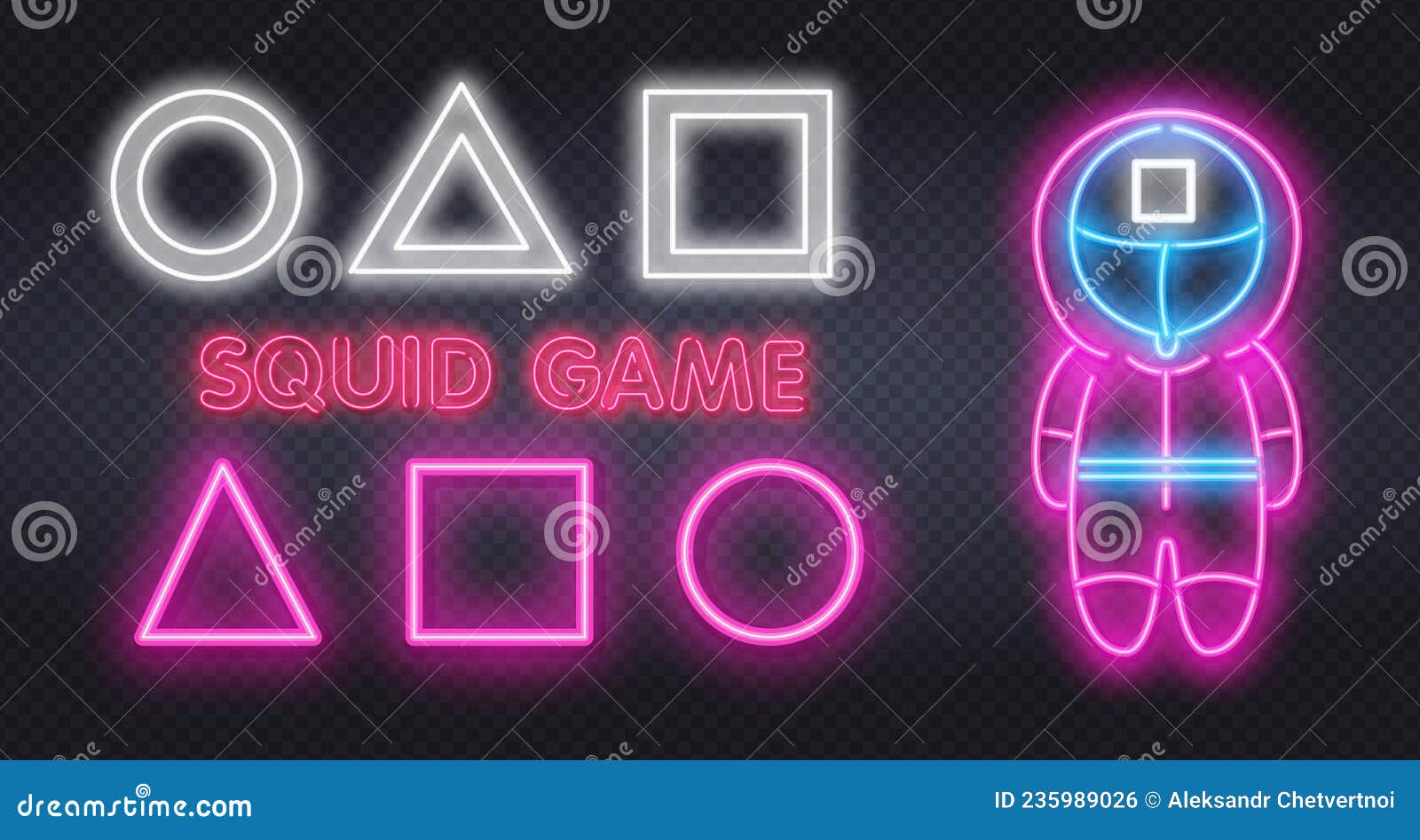 Neon Game Character. Game Pawns. Square Triangle Round. Squid Games ...